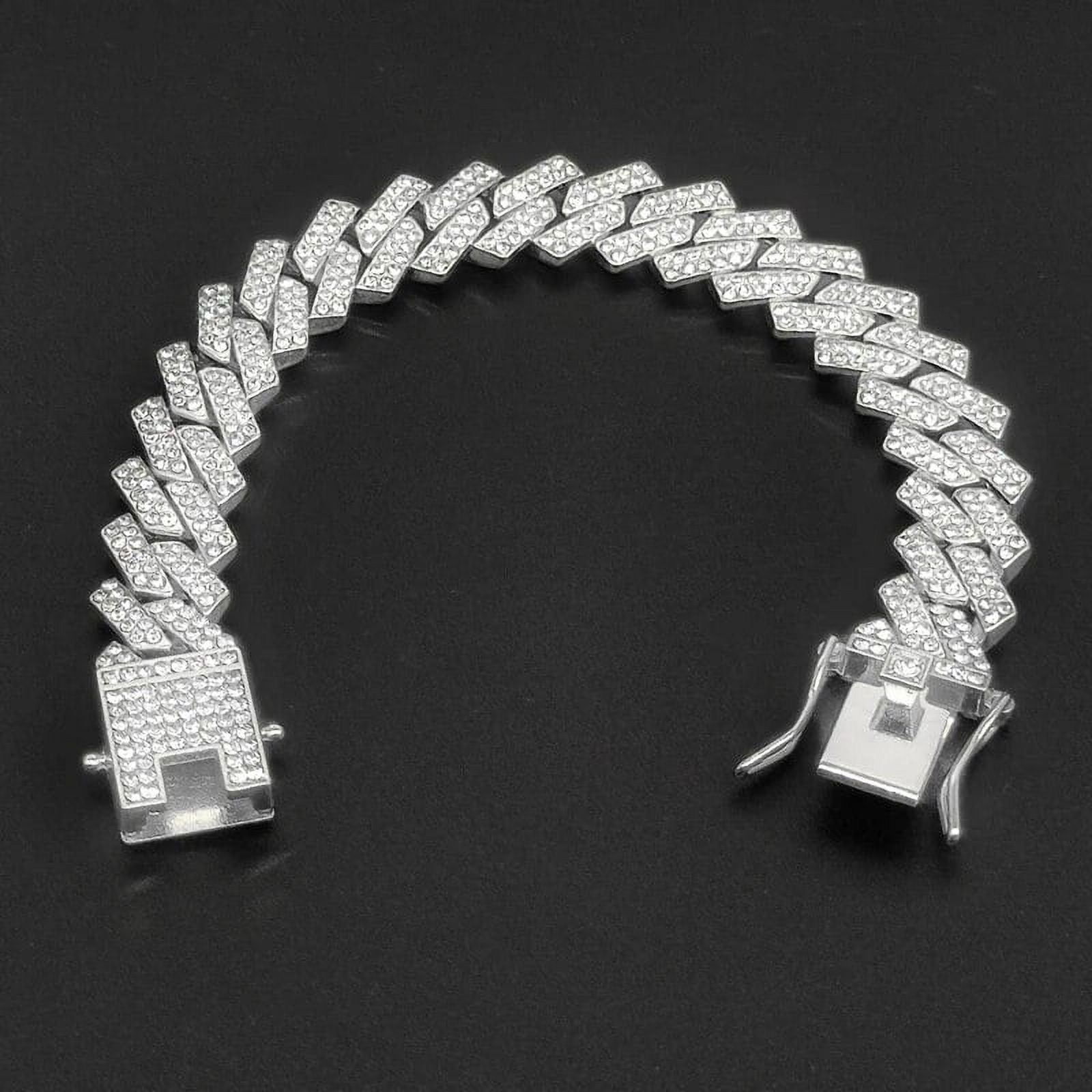 HipHop Men Women 13MM Prong Cuban Link Chain Bracelet Bling Iced Out 2 ...