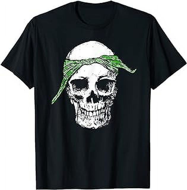 HipHop Skull & Green Do Rag Bandana Old School Rap Retro T-Shirt ...