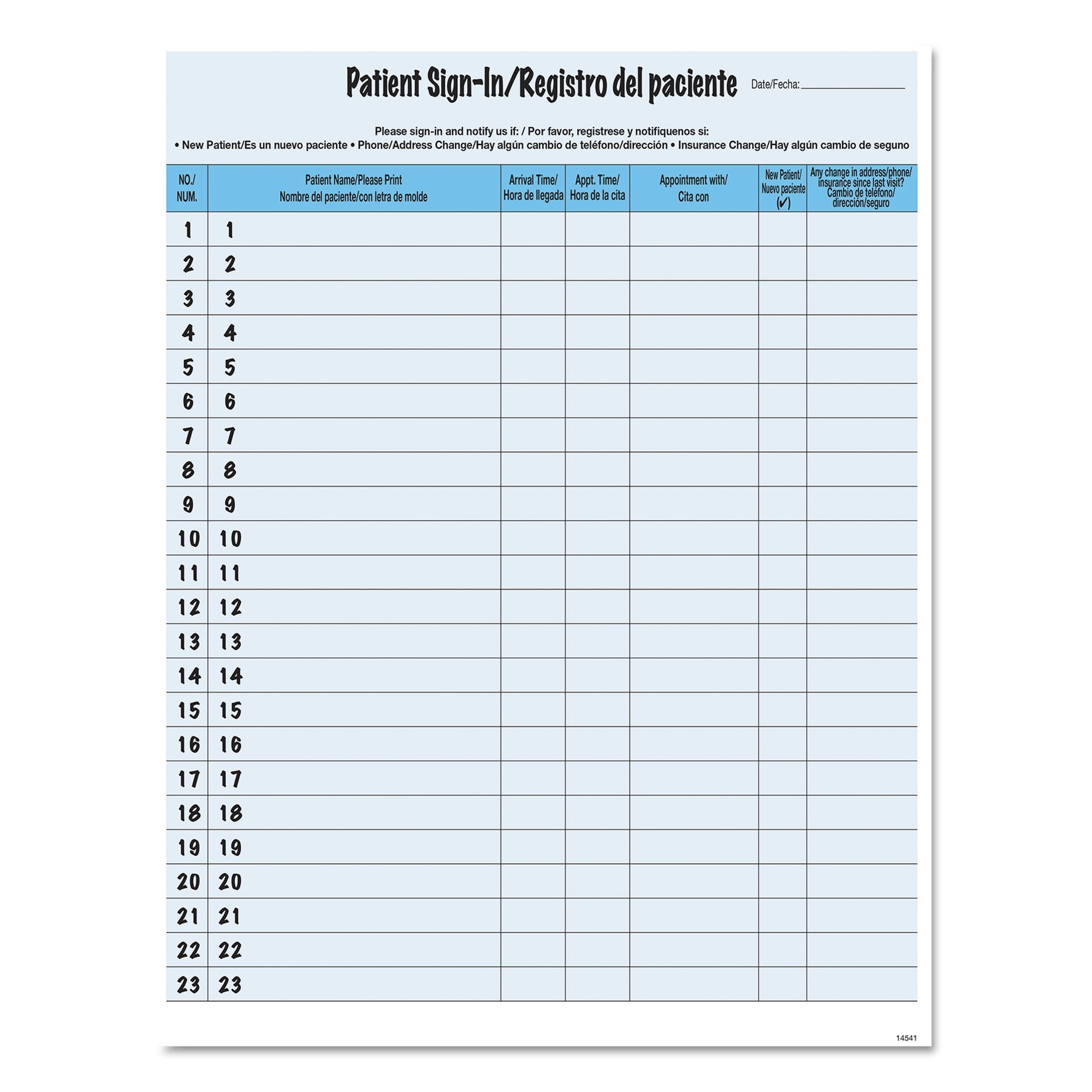 Hipaa Labels, Patient Sign-In, 8.5 X 11, Blue, 23/sheet, 125 Sheets ...