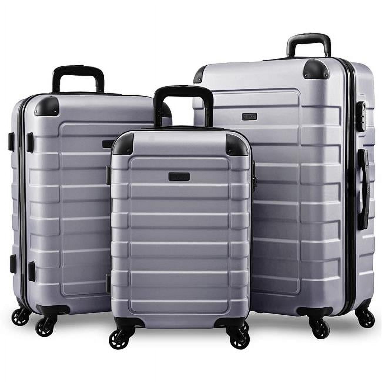Hipack Hipack Prime Hardside 3-Piece Spinner Luggage Set - Silver ...