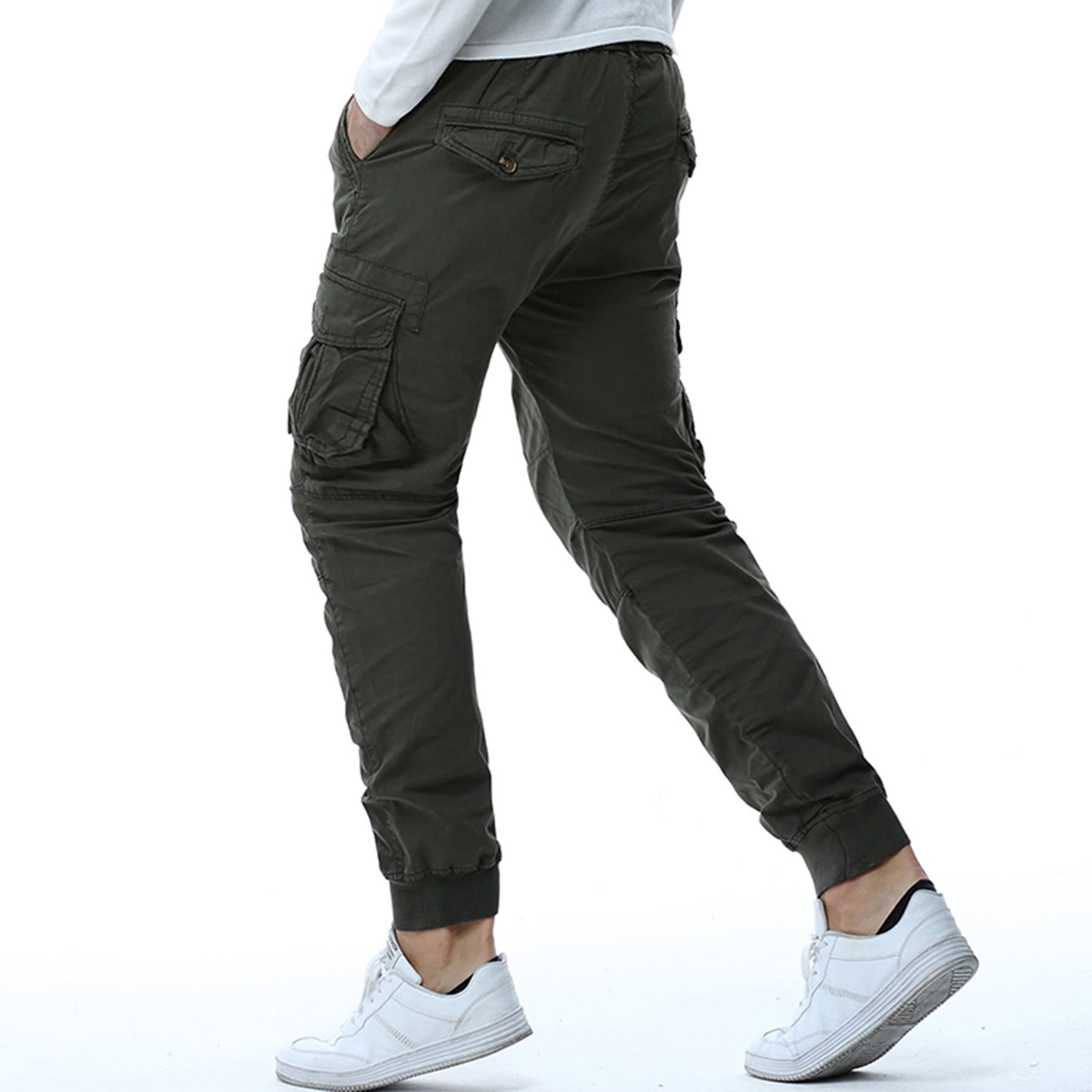 Elvqul Cargo Pants for Men with Pockets Elastic Waist Mens Cargo Pants ...