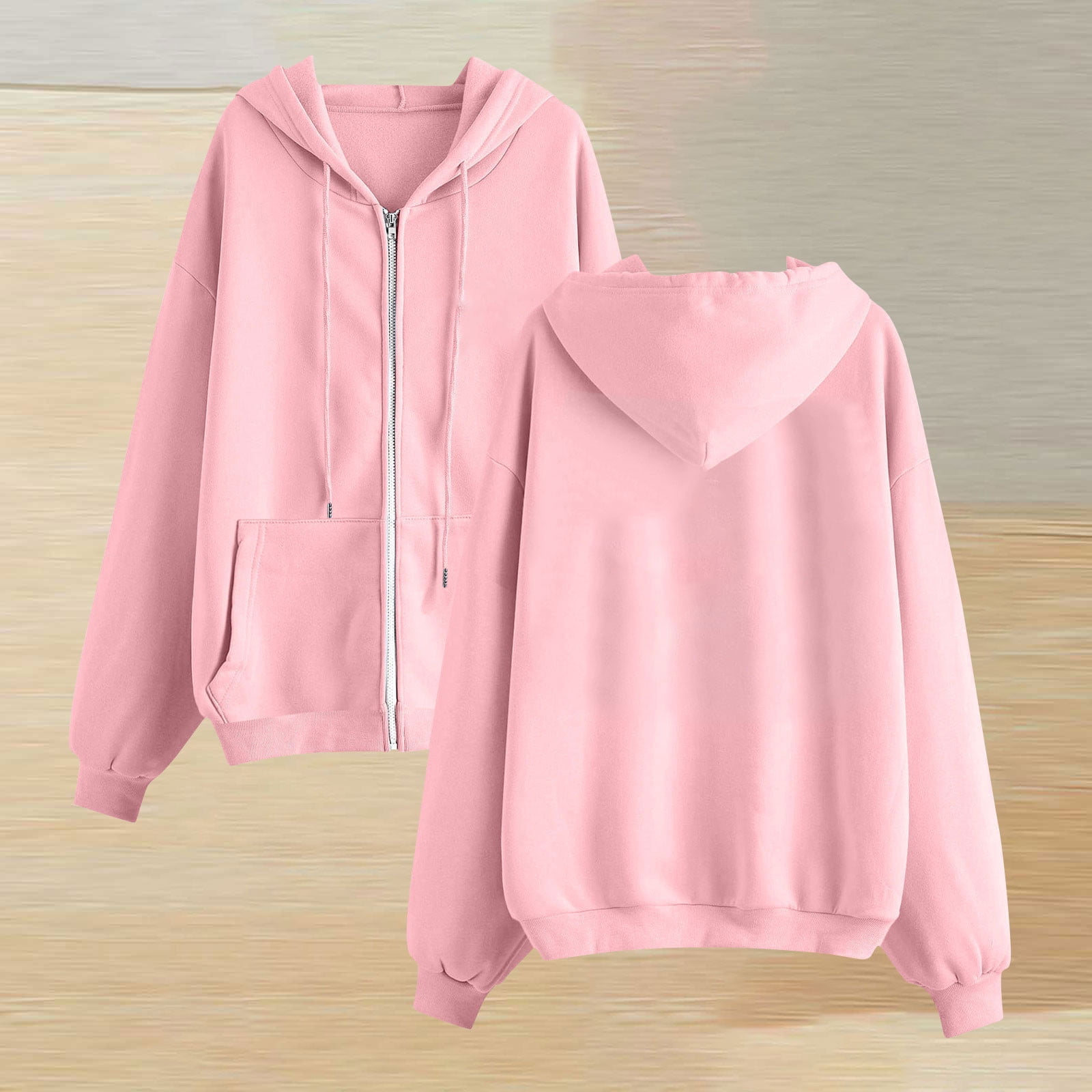 Hipattires Hoodies for Women Sweatshirts with Pockets Plus Size Pullover Long Sleeve Hooded Pink ...
