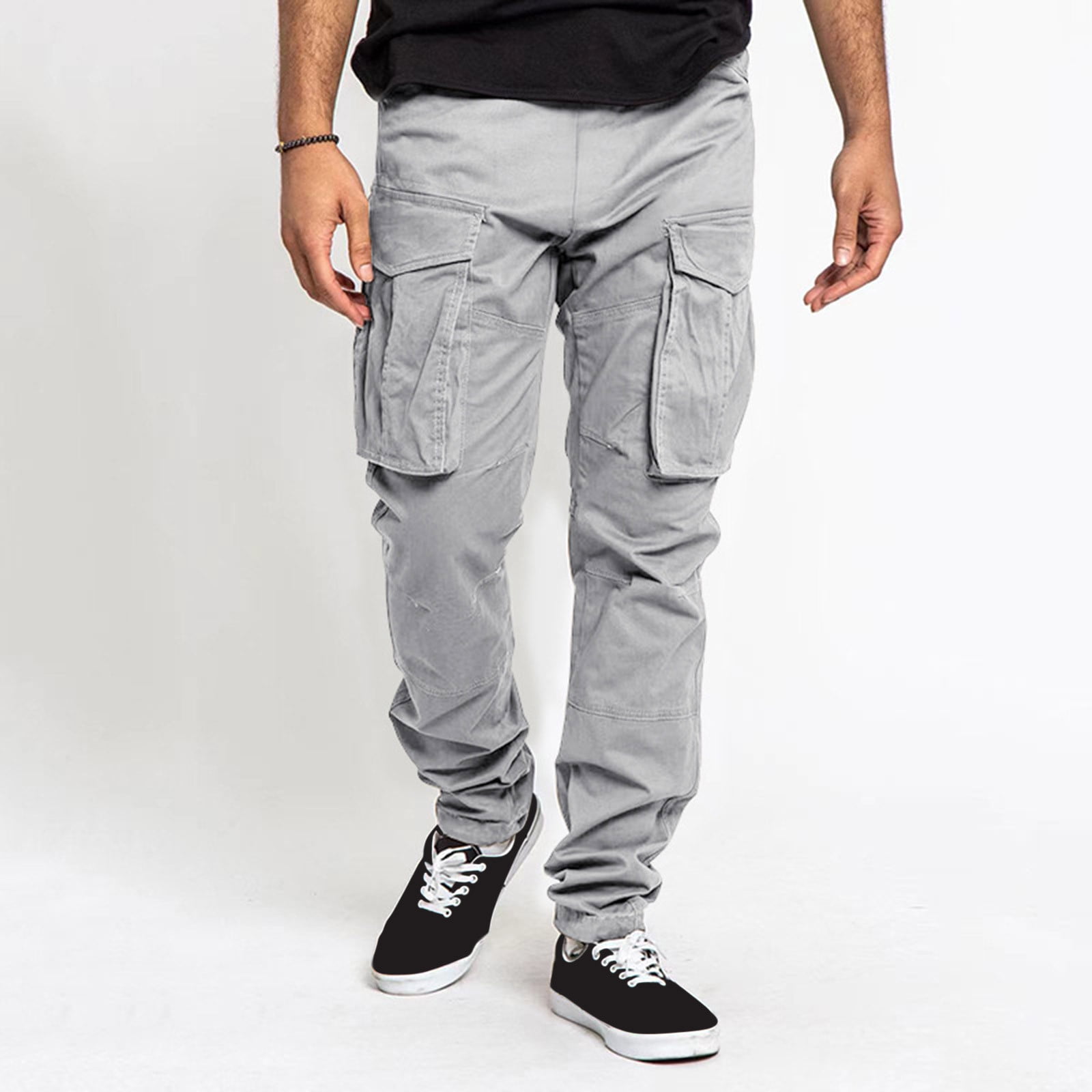 Elvqul Mens Cargo Pants with Pockets Relaxed Fit Big and Tall Cargo ...