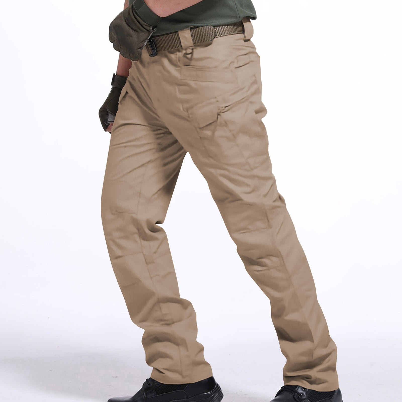 Elvqul Mens Stretch Cargo Pants with Pockets Elastic Waist Cargo Pants ...