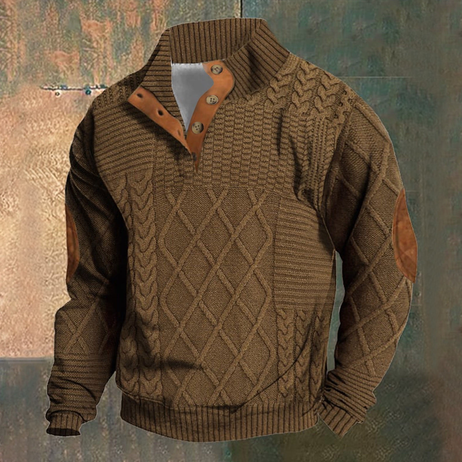 Hipattires Mens Sweatshirts Crewneck Khaki Long Sleeve Y2K Sweatshirts ...