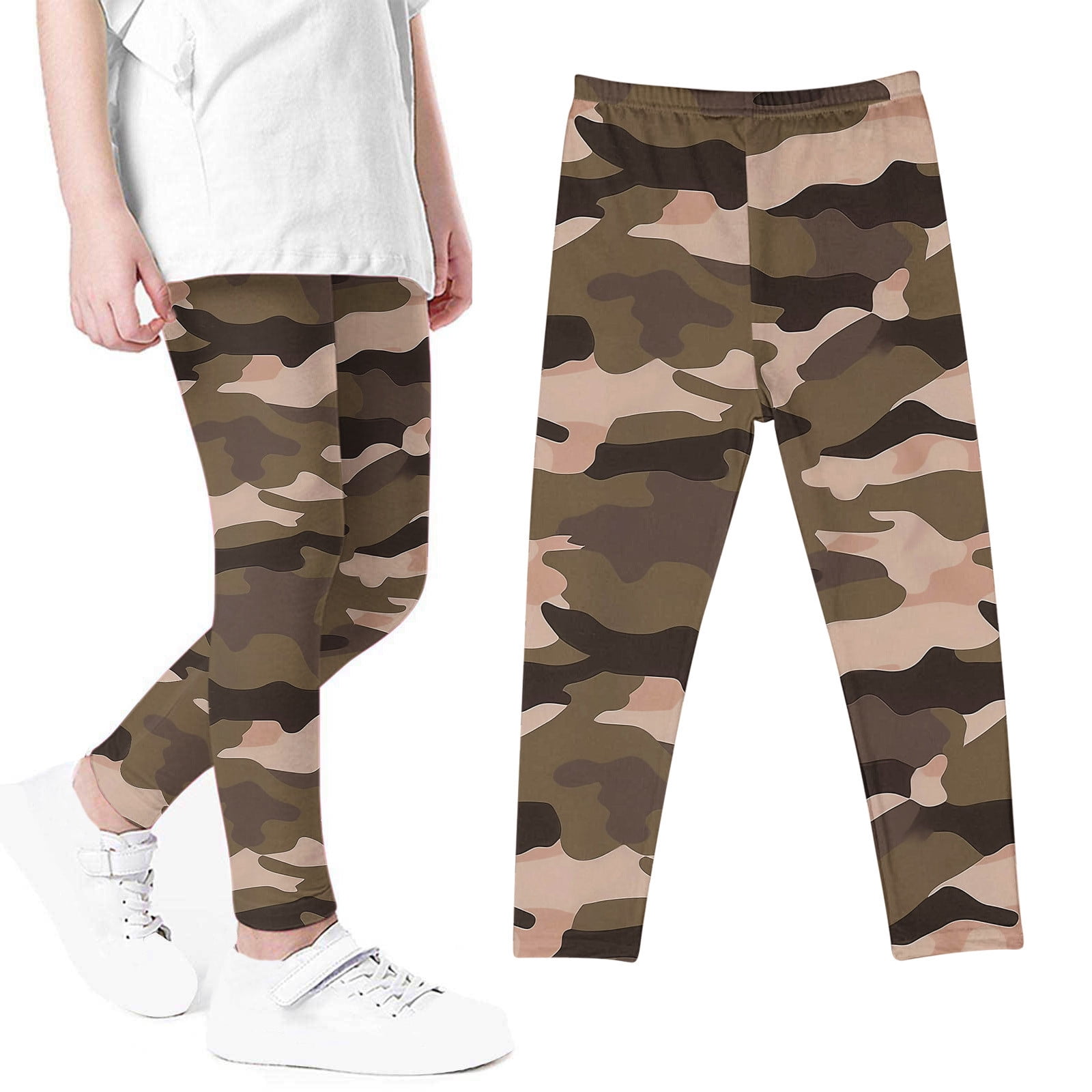Hipattires Pants Girls Coffee Sweatpants Camo High Waisted Leggings ...