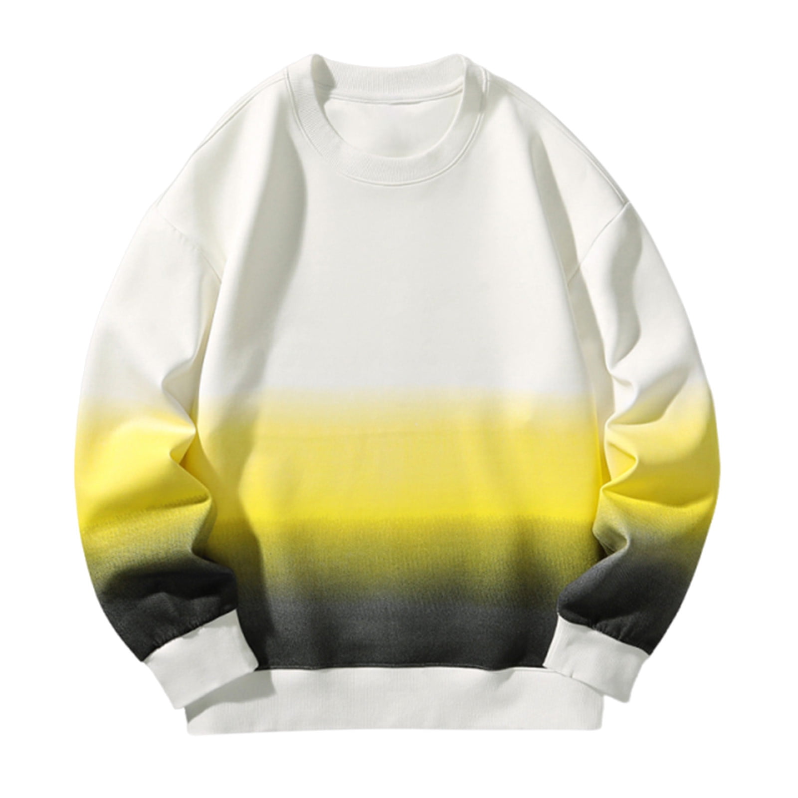 Elvqul Sweatshirts for Men No Hood Plain Long Sleeve White Mens ...