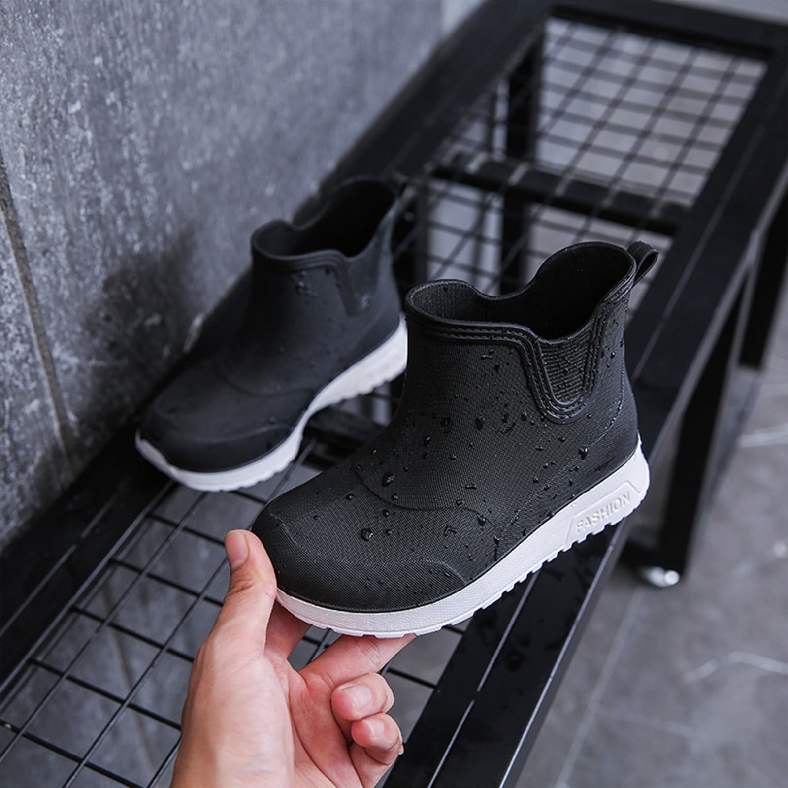 Hipattires Toddlers Plastic Shoes Black House Rain Shoes for Boys and ...