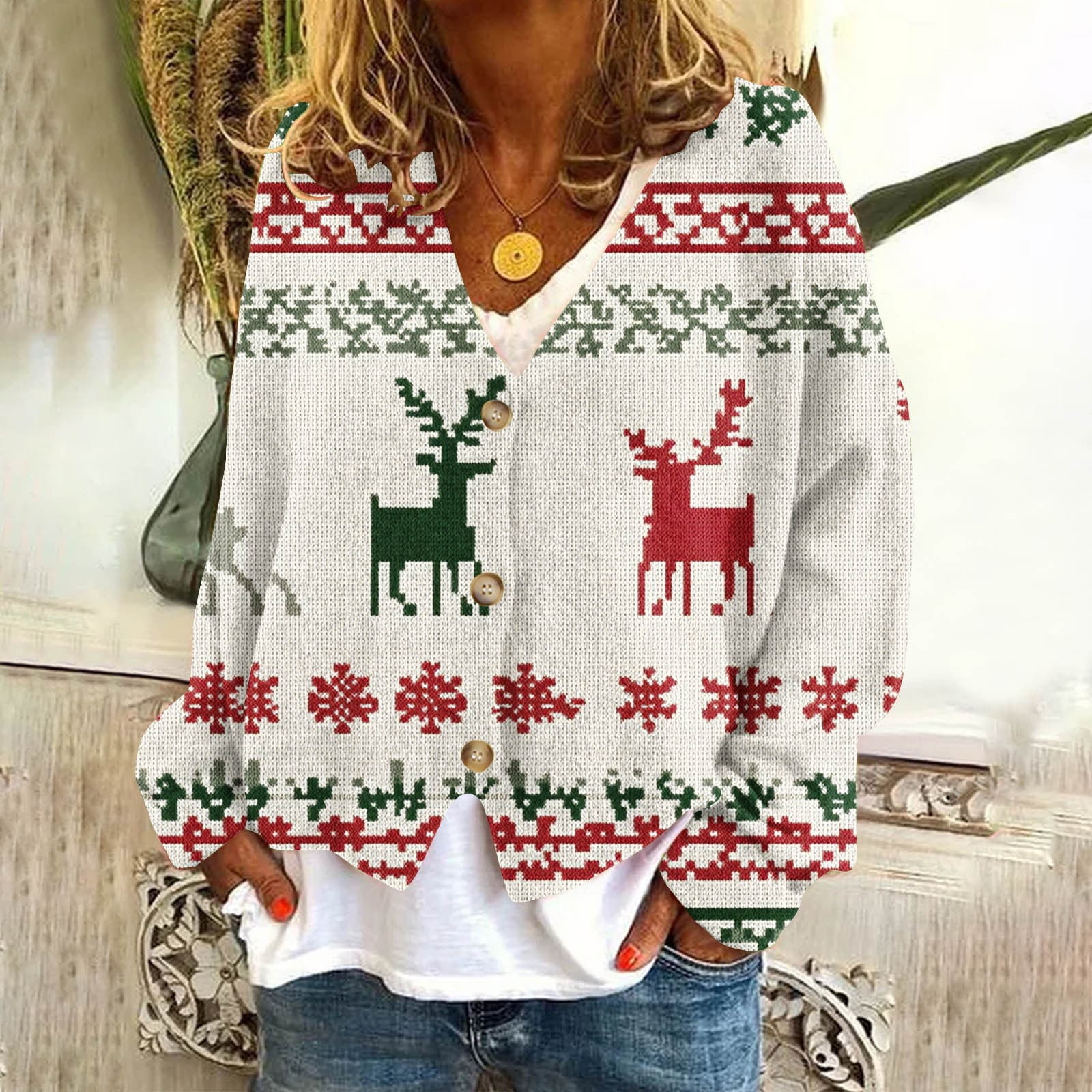 Hipattires Womens Sweaters Oversized Multicolor Ugly Plus Size Cardigan Christmas Long Sleeve ...