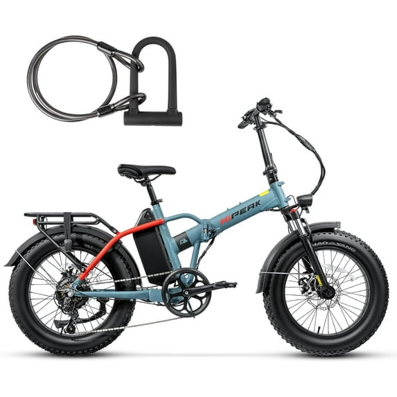 Hipeak 750W Electric Bike for Adults Folding Ebike 48V 15Ah 20" x 4.0" Fat Tire Electric Bike ...
