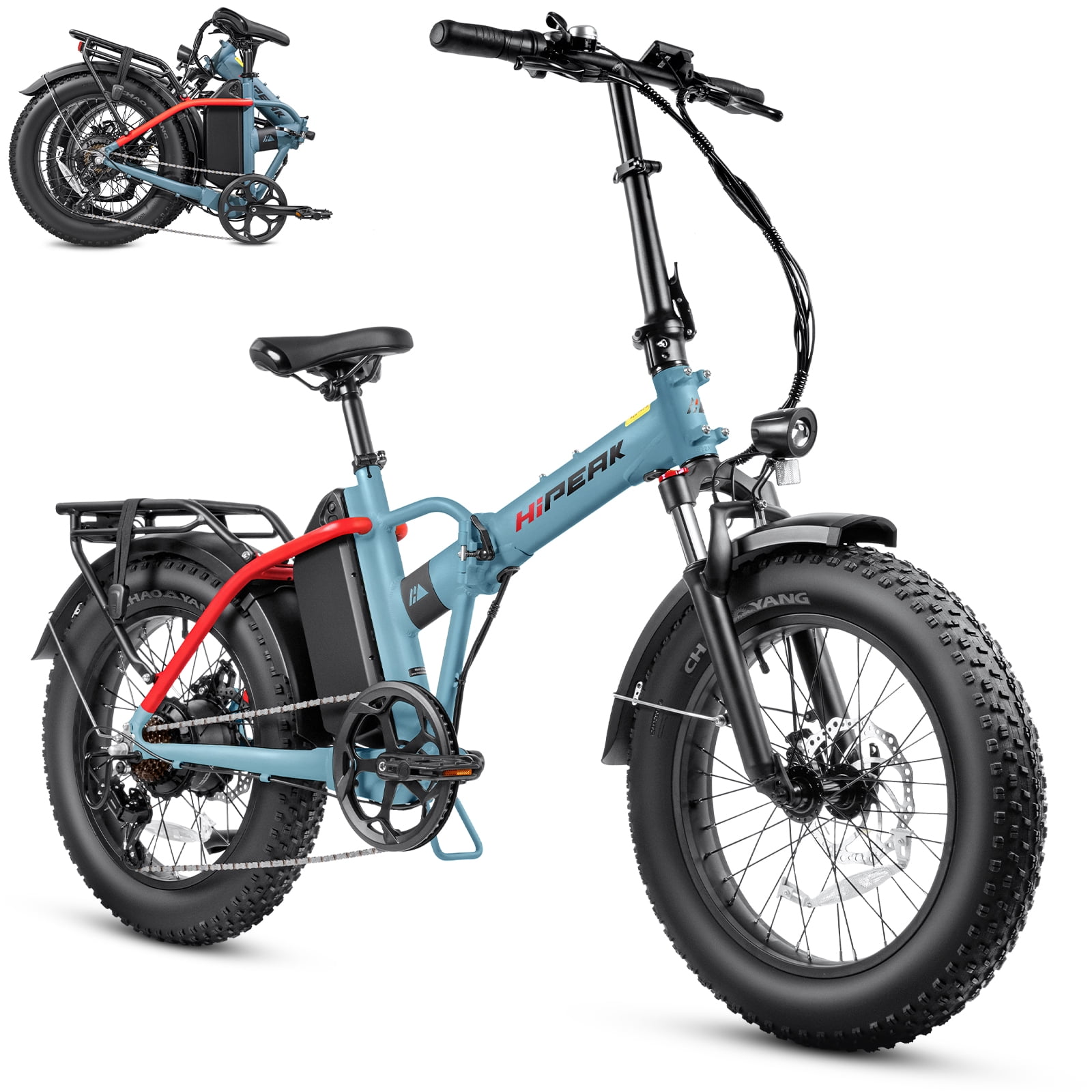 Hipeak 20" Electric Fat Tire Folding Bike for Adults, 750W - Walmart.com