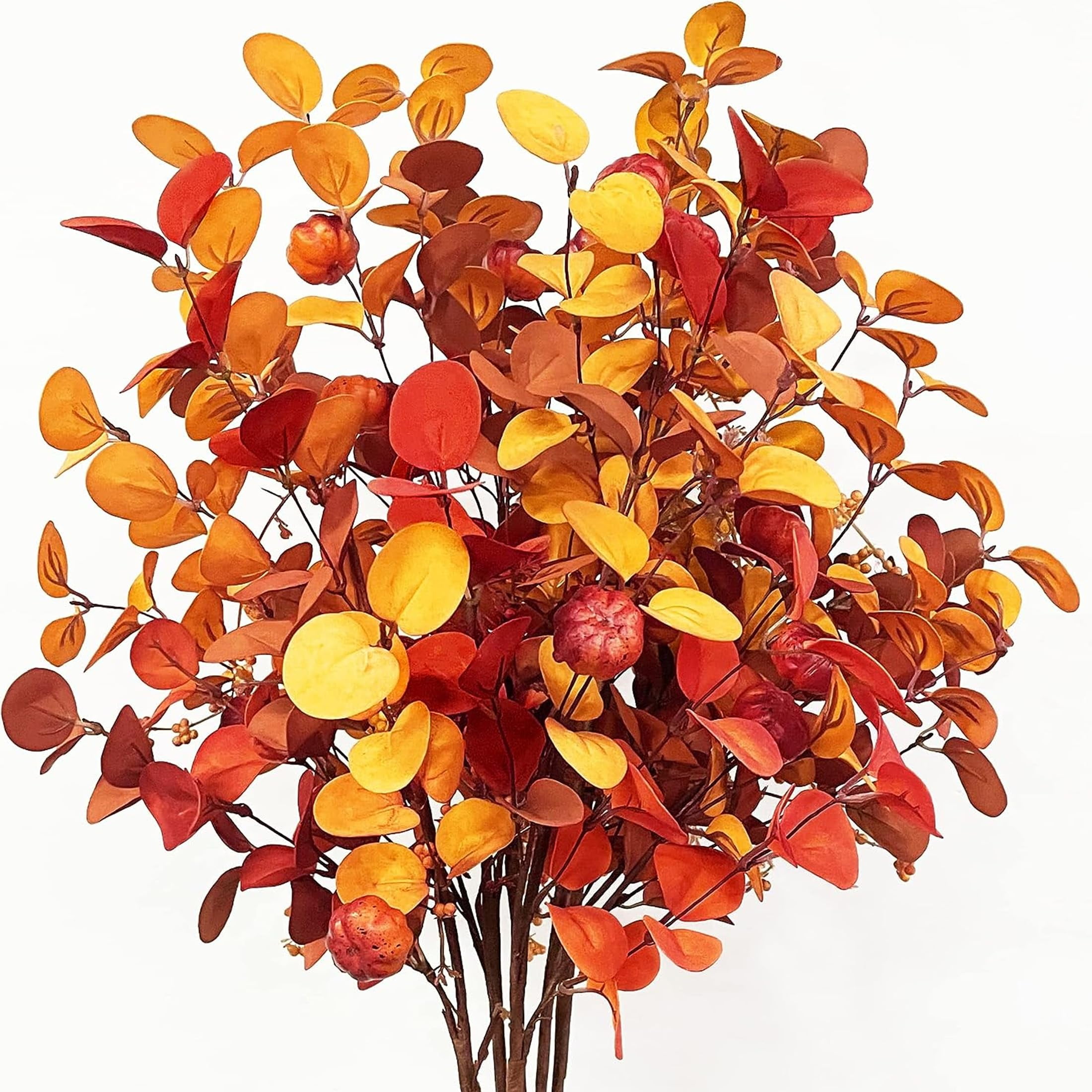 Hipgroo 6-Pack 32'' Artificial Eucalyptus Stems with Berries & Pumpkins ...