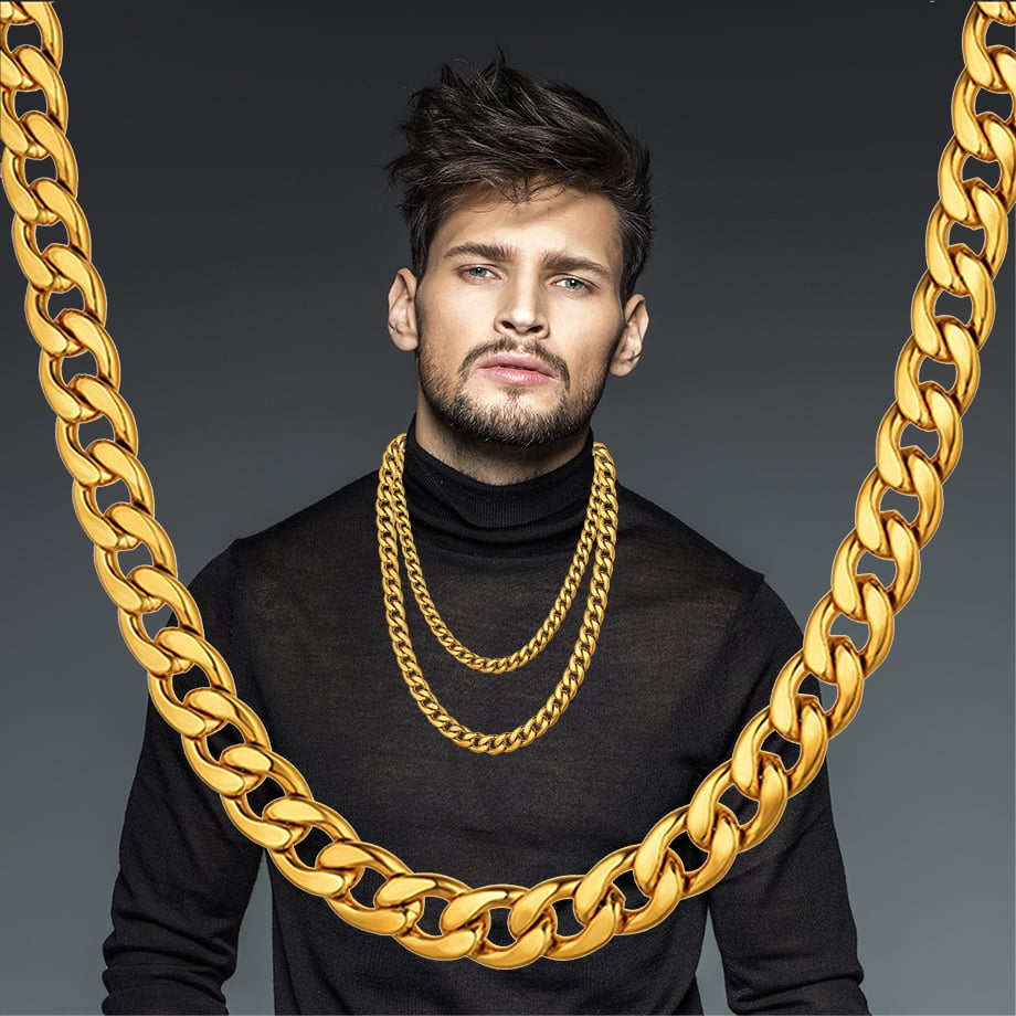 Hiphop Gold Chain For Men 14K Yellow Gold Curb Cuban Link Chain ...