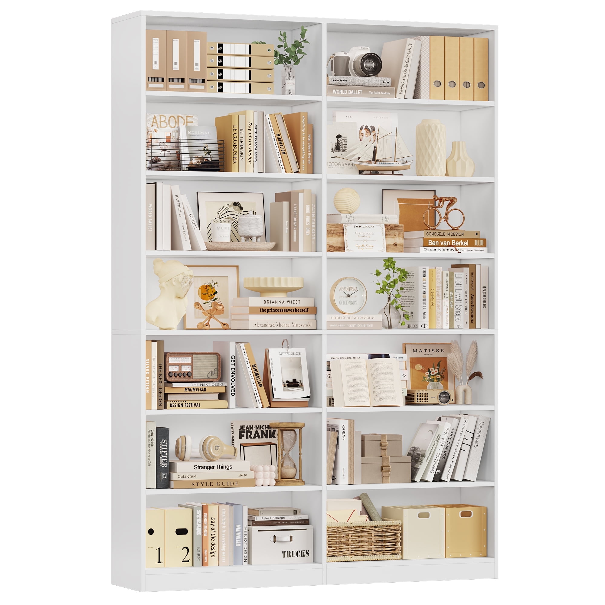 Hiphuta 10-Tiers Corner Bookshelf, L-Shaped Shelf with Metal Frame ...