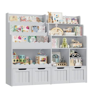 Hiphuta 55"In Kids Bookcase with Toy Storage Organizer, Wood Cube ...
