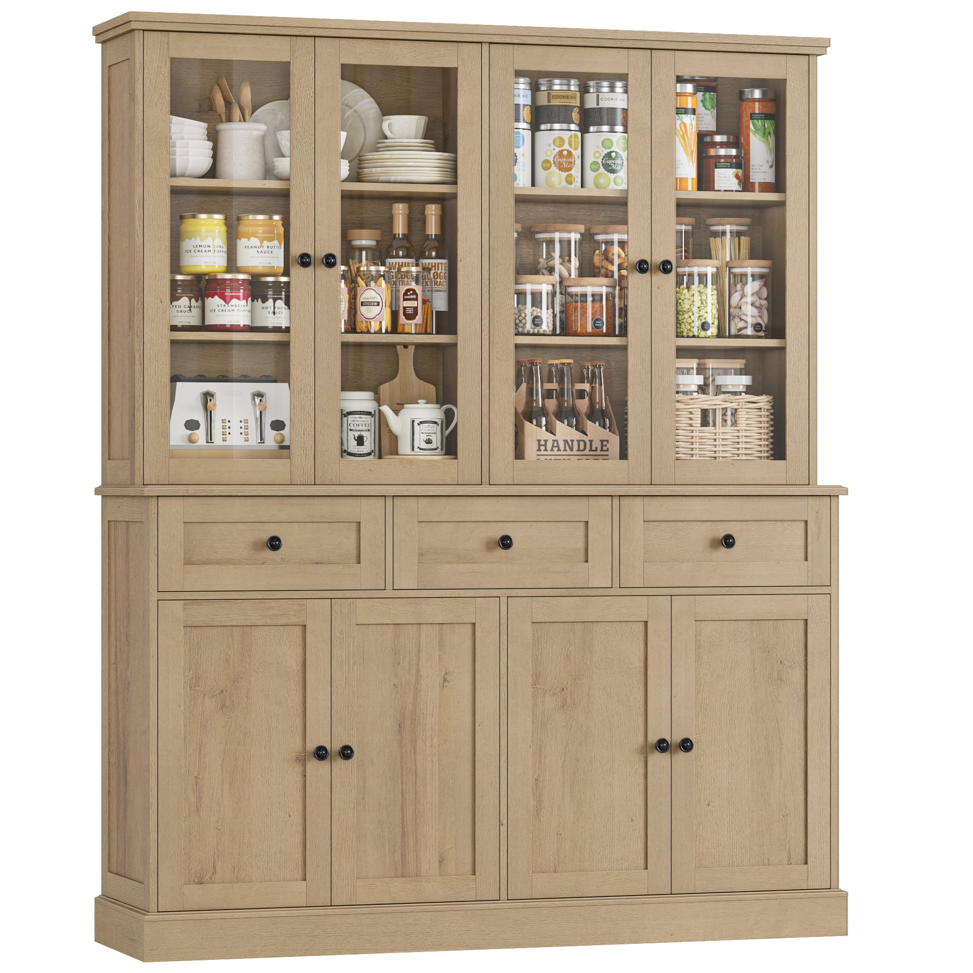 Hiphuta 58" Extended Wide Farmhouse Kitchen Pantry Storage Cabinet, 71 ...