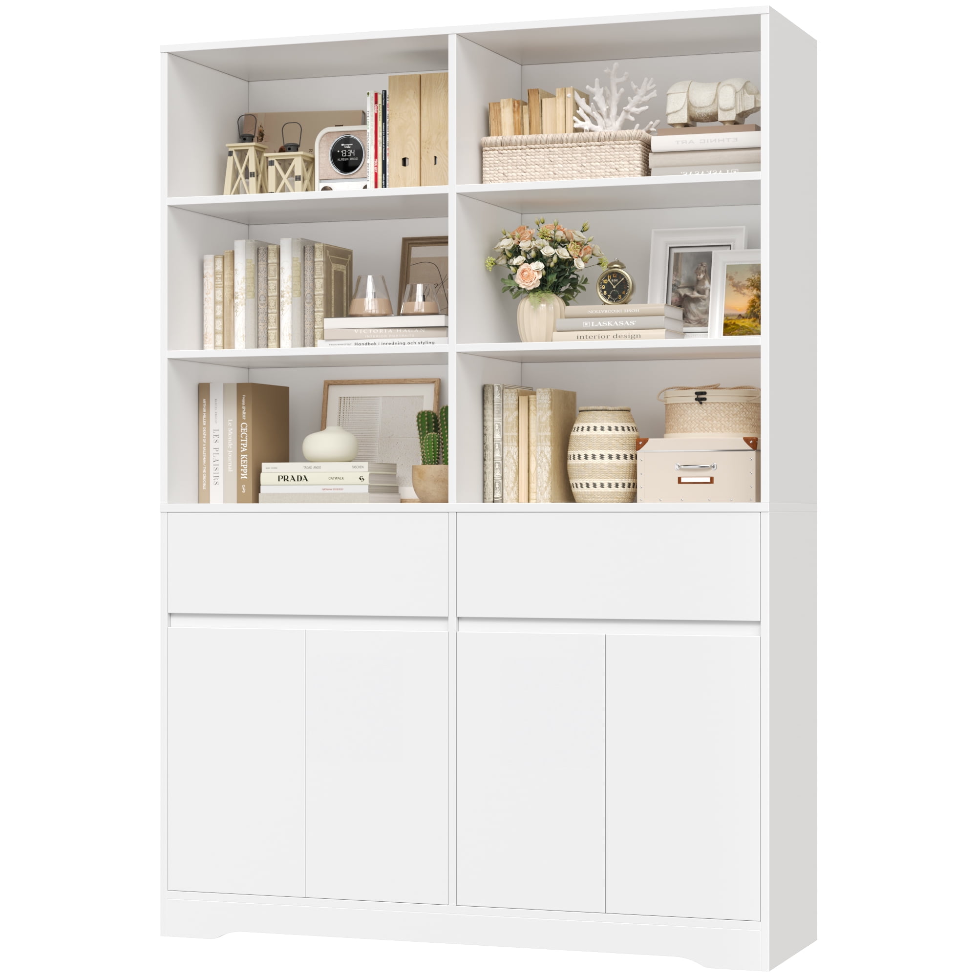 Hiphuta 69"H Modern Bookcases with Doors & Drawers, Large Wooden ...