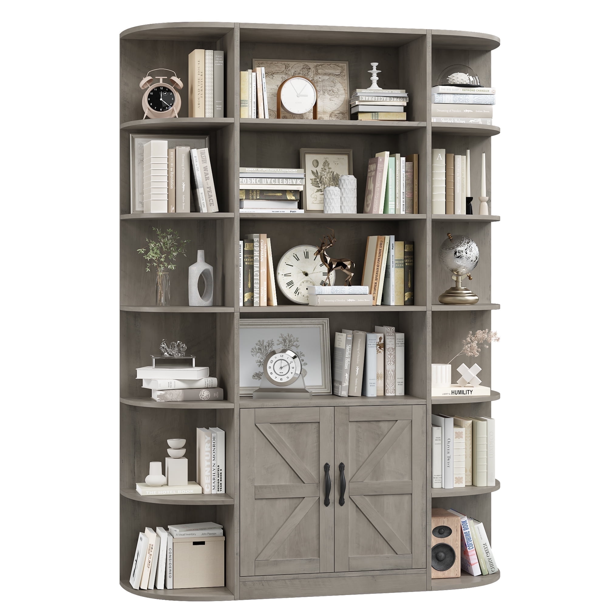 Hiphuta 75"Tall Bookcase with Storage, 6 Tier Wooden Bookshelf with ...