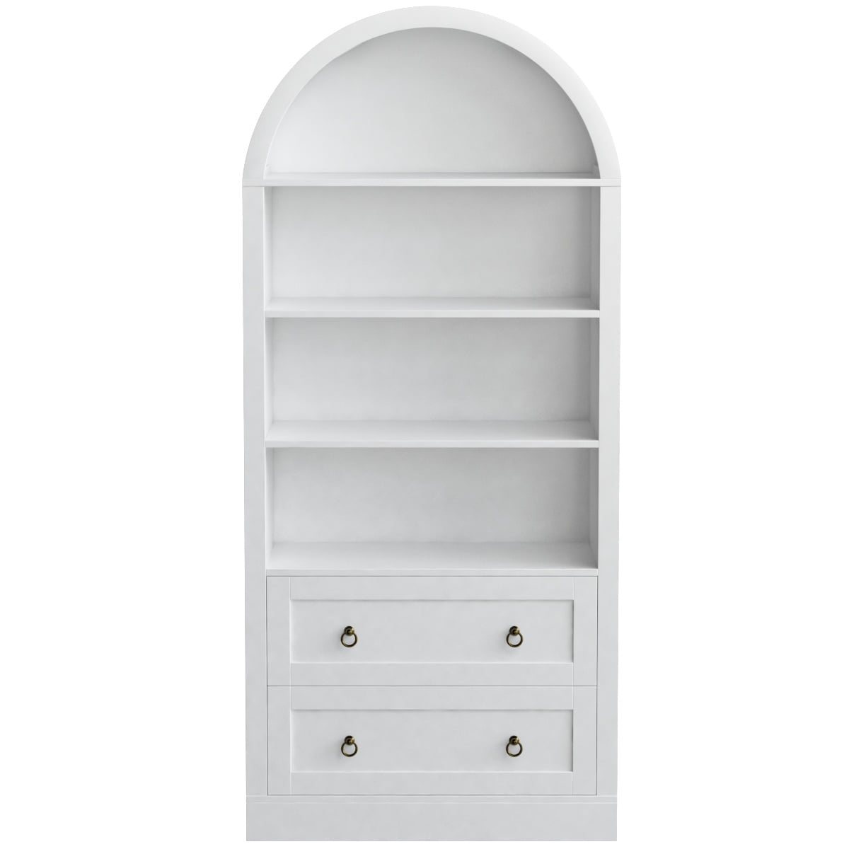 Hiphuta Arched Bookshelf with 2 Drawers, Standard Tall Wood Bookcase ...