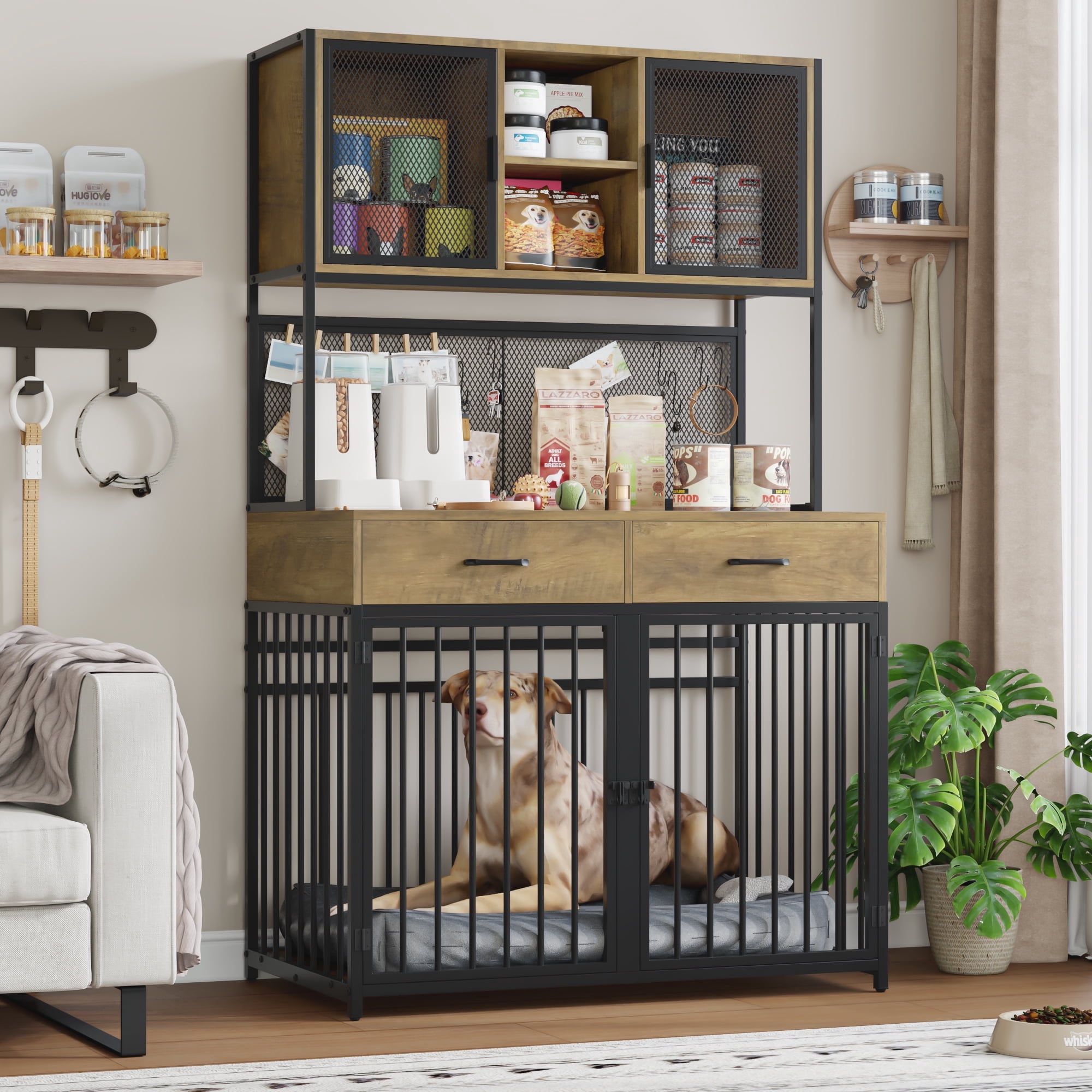 Hiphuta 71" Tall Dog Crates Furniture, Indoor Dogs Kennel Furniture ...