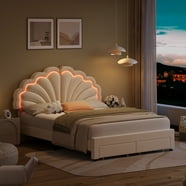 Zinus Amelia 41" Wood Platform Bed Frame with Upholstered Headboard ...