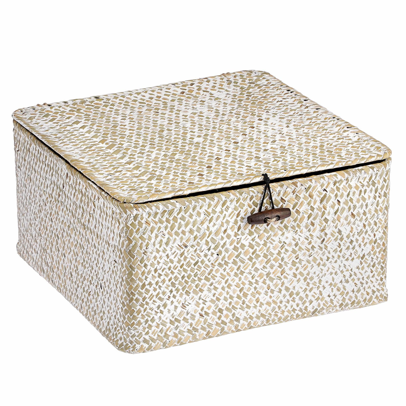 Hipiwe Wicker Shelf Basket Bin Square Handwoven Seagrass Storage Basket ...