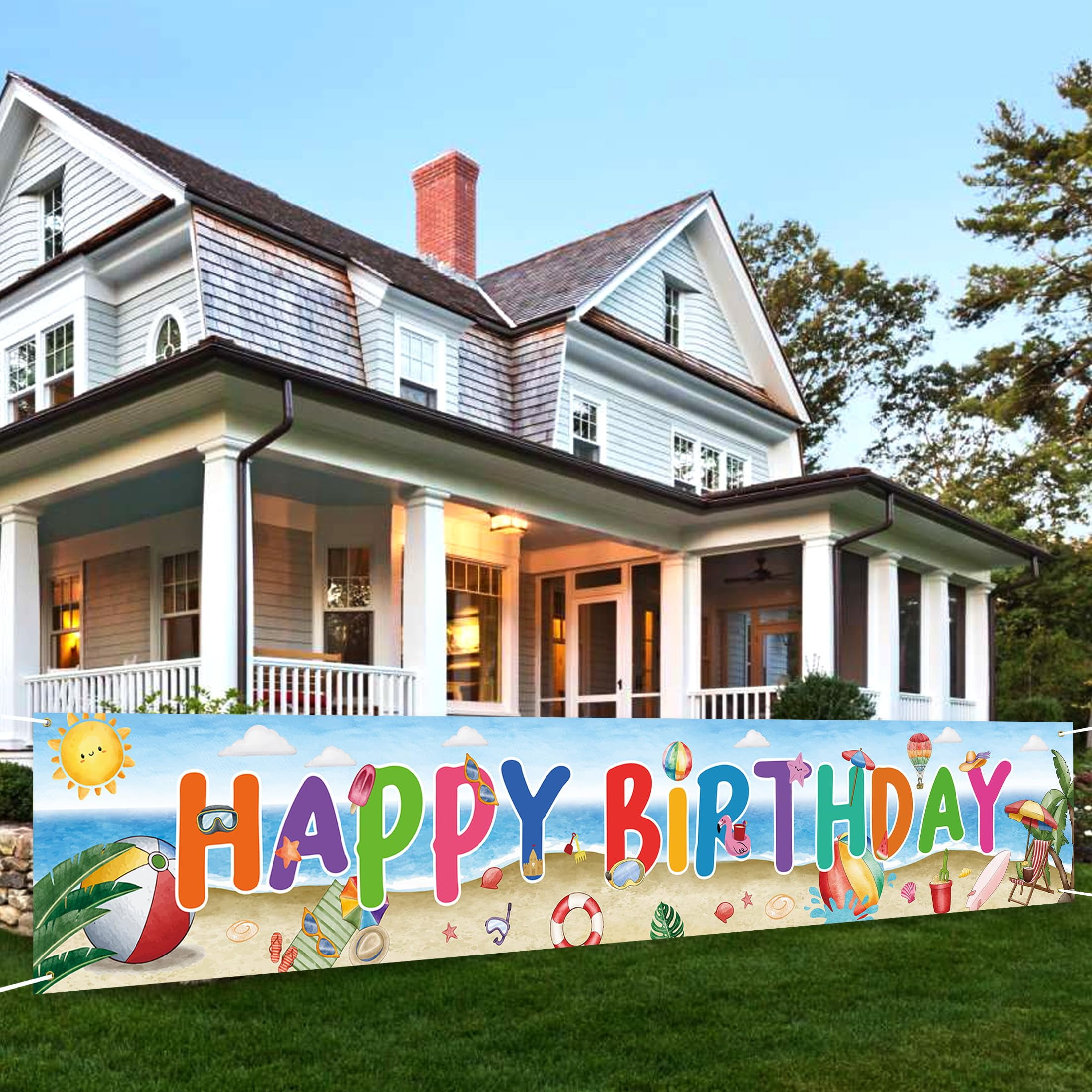 Hippeny Beach Ball FEV6 Birthday Banner, Large Summer Pool Party Decor ...