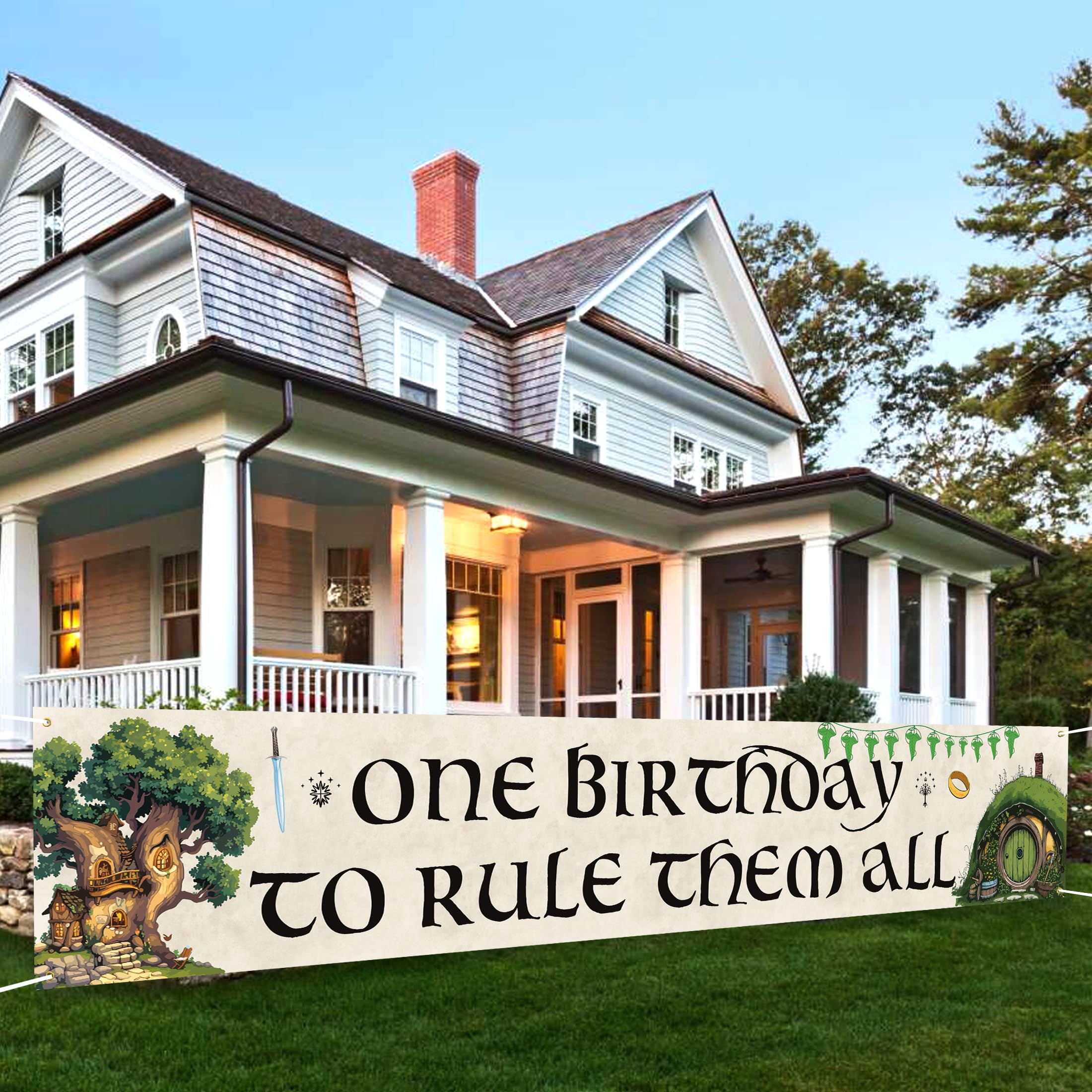 Hippeny Large Middle Earth Inspired Baby 1st Birthday Banner, One ...