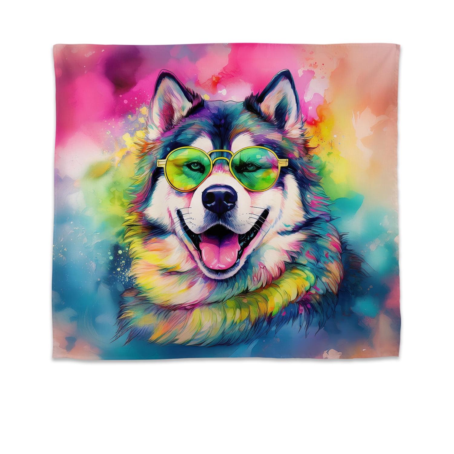 Hippie Alaskan Malamute Portrait oil painting Watercolor Tie-dye ...
