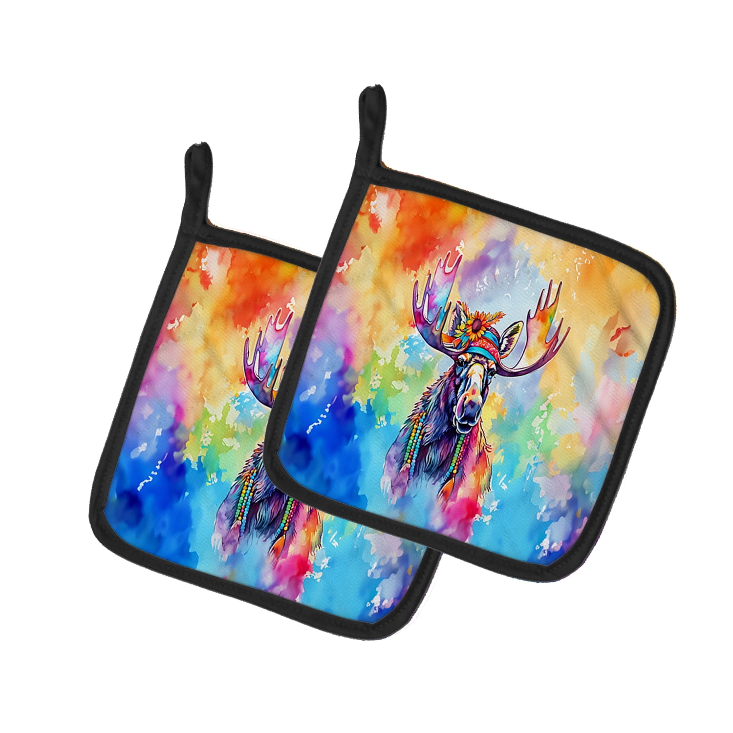 Hippie Animal Moose Pair of Pot Holders 7.5 in x 7.5 in - Walmart.com