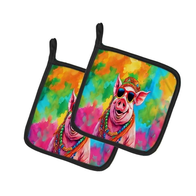 Hippie Animal Pig Pair of Pot Holders 7.5 in x 7.5 in - Walmart.com
