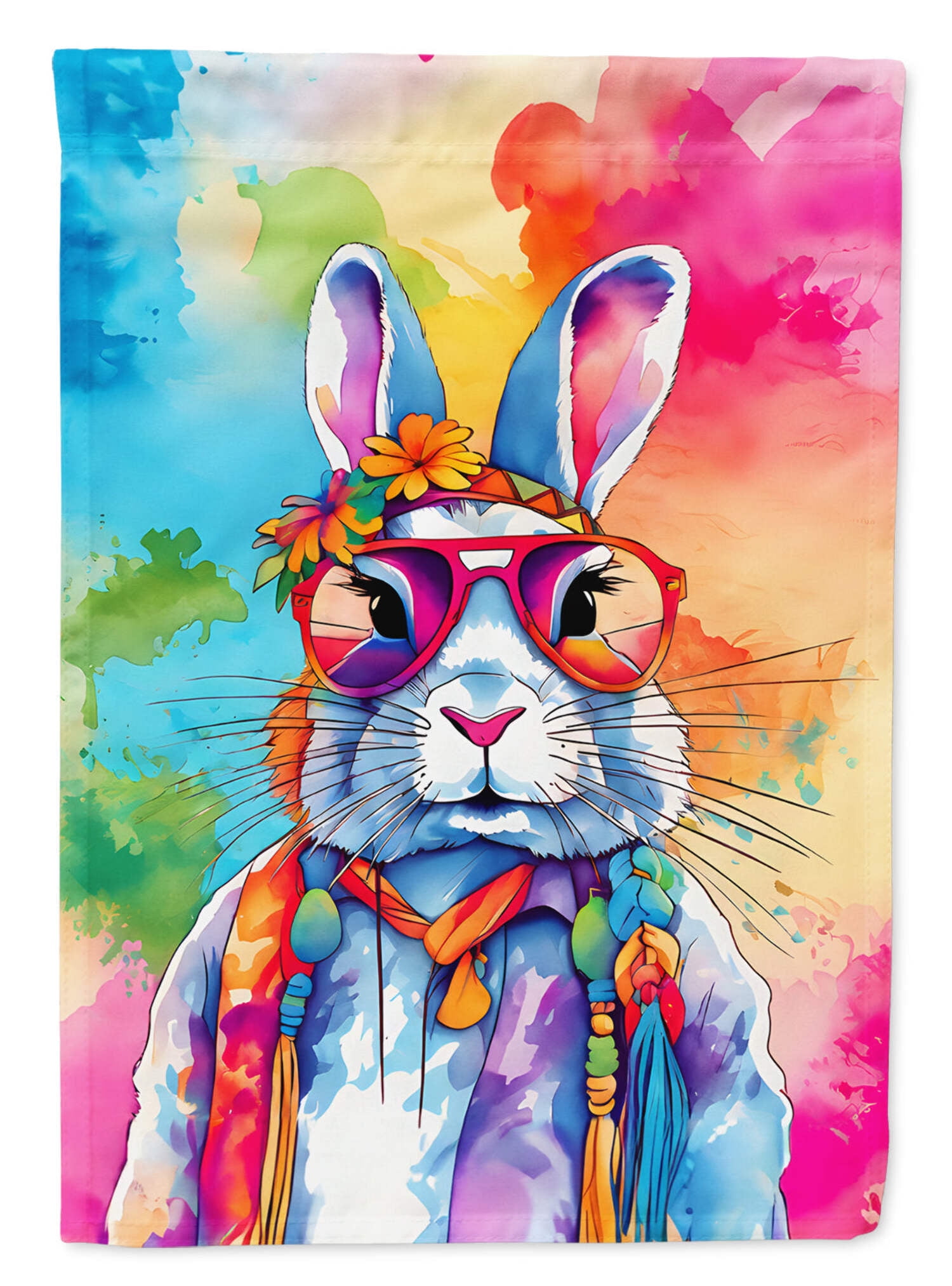 Hippie Animal Rabbit House Flag - Walmart.com