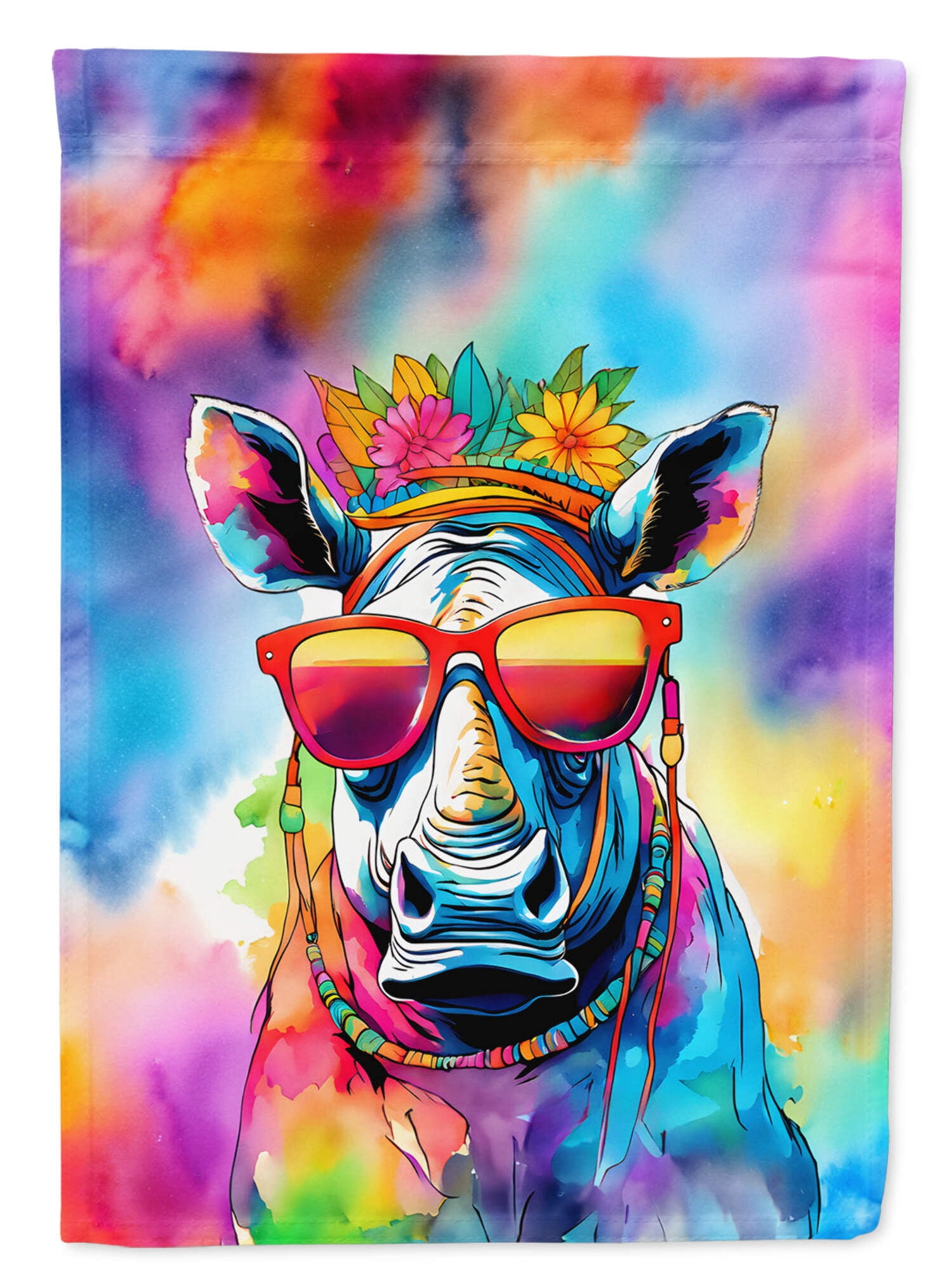 Hippie Animal Rhinoceros House Flag 28 in x 40 in - Walmart.com