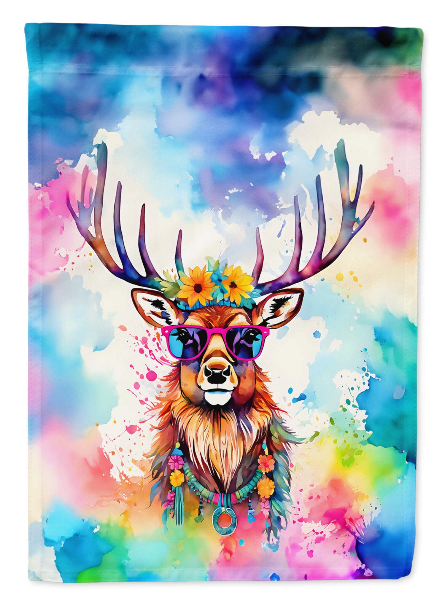 Hippie Animal Stag Deer House Flag 28 in x 40 in - Walmart Business ...