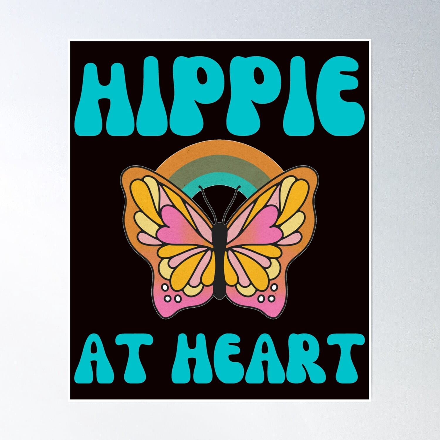 Hippie At Heart Peace Butterfly Peace Sign Hippies Sixties Poster Wall ...