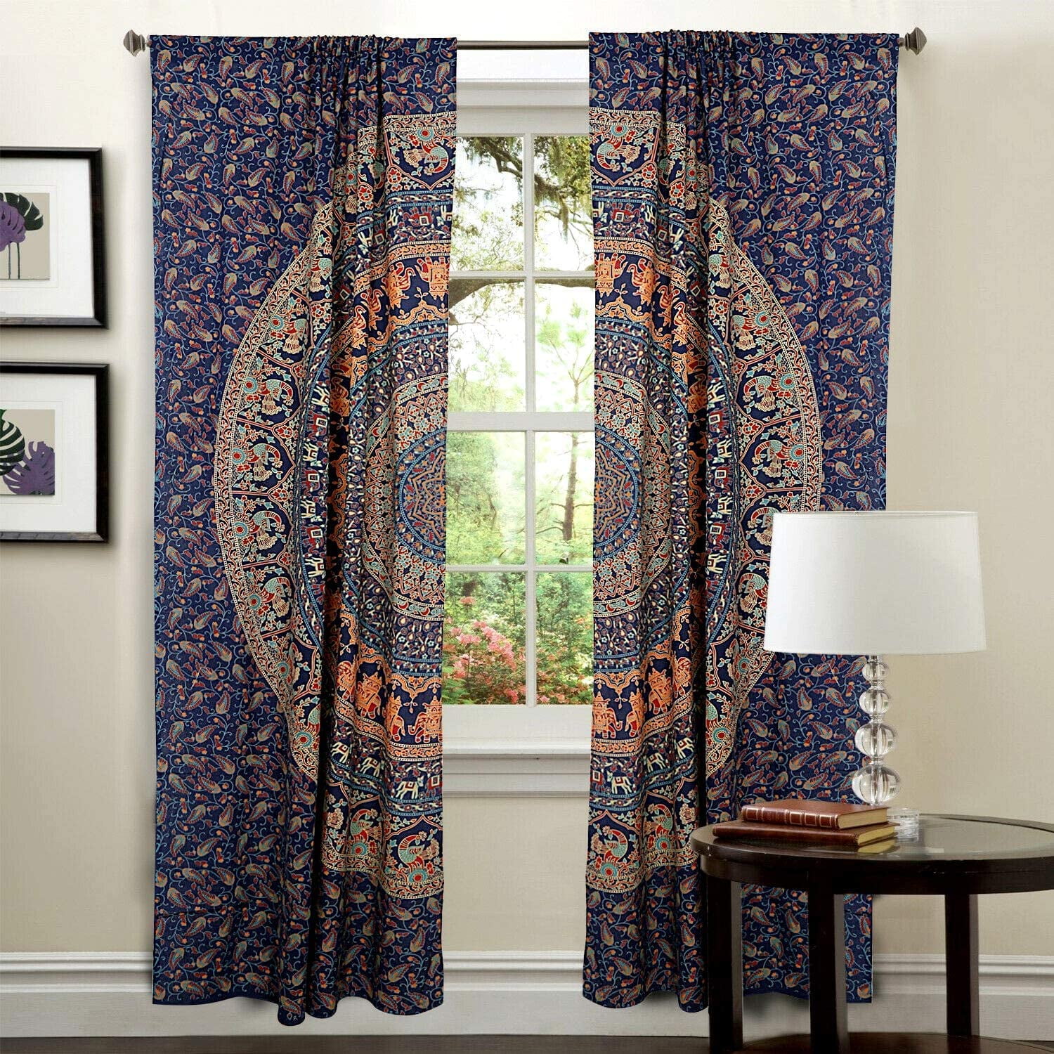 Hippie Baho Style Window Treatment Throw Indian Mandala Curtains Cotton ...