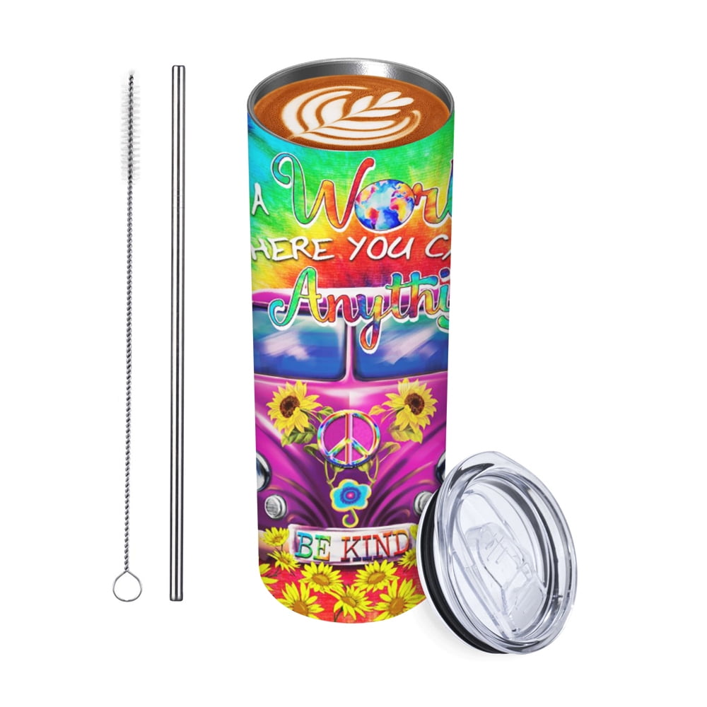 Hippie Be Kind 20oz Coffee Mug Cup,Stainless Steel Thermos Water Bottle ...