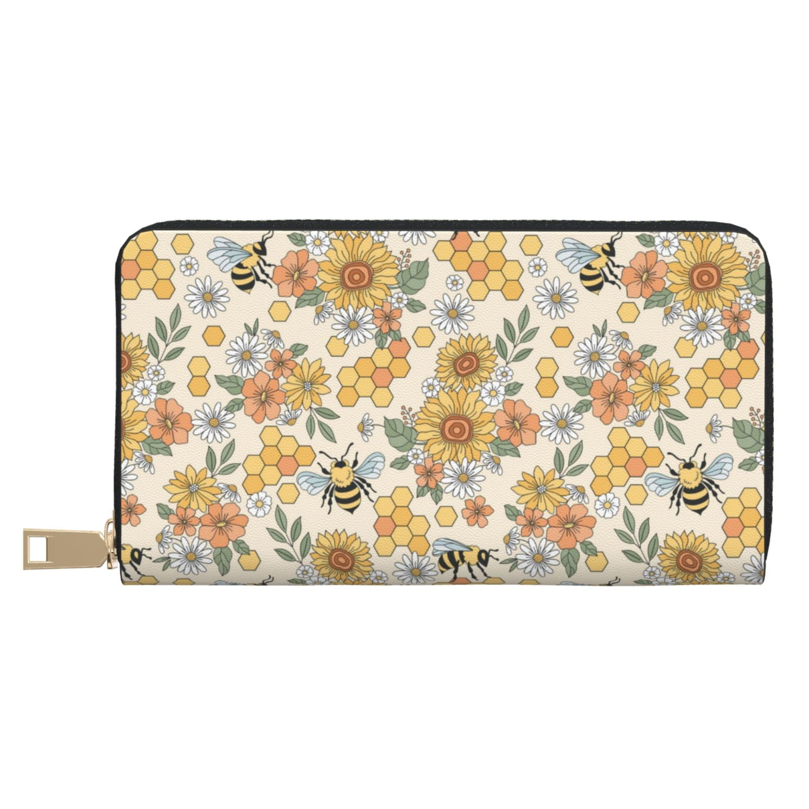 Hippie Bee Honeycomb Wallet Women, Leather Bifold Multi Card Wallet ...