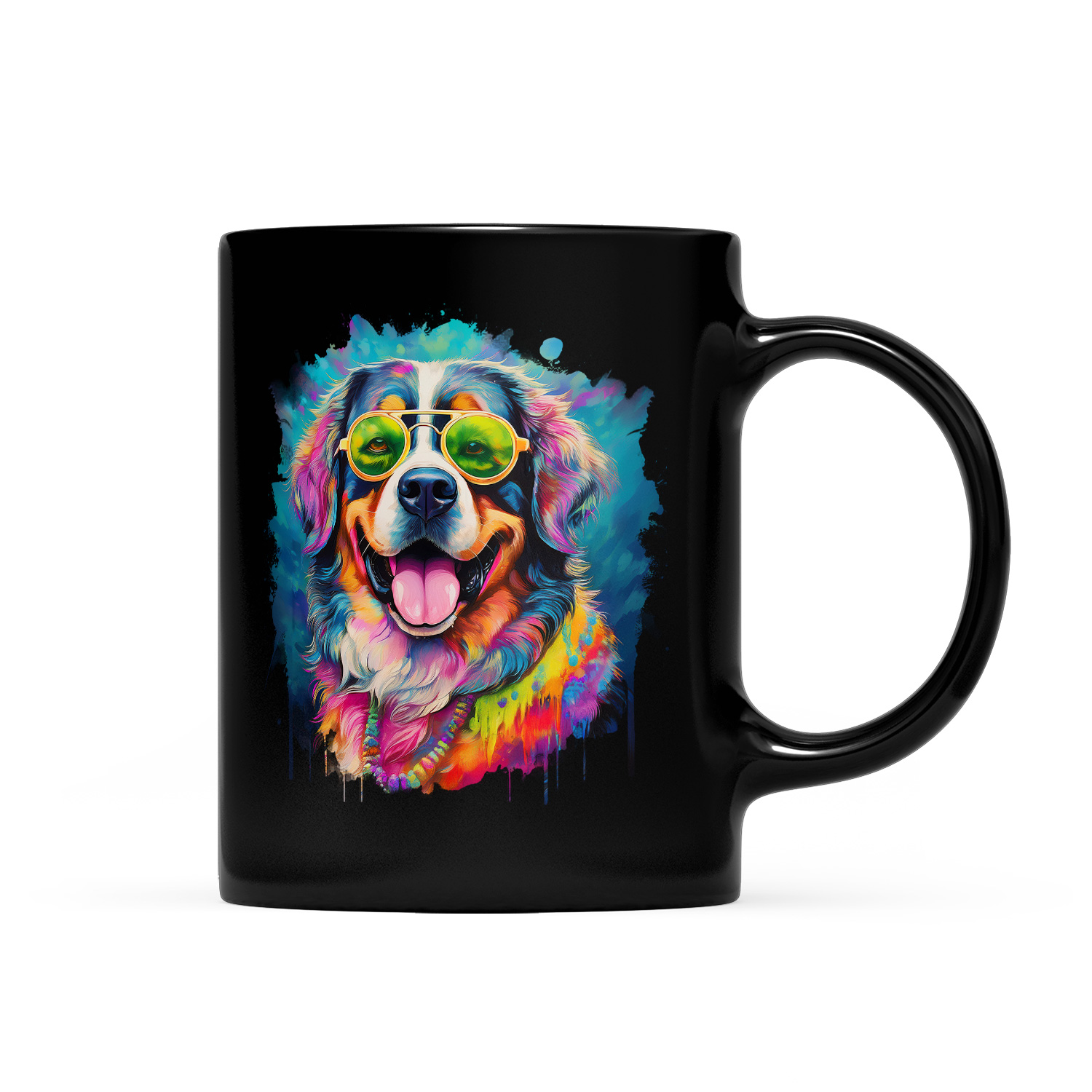 Hippie Bernese Mountain Dog Portrait oil painting Watercolor Tie-dye ...