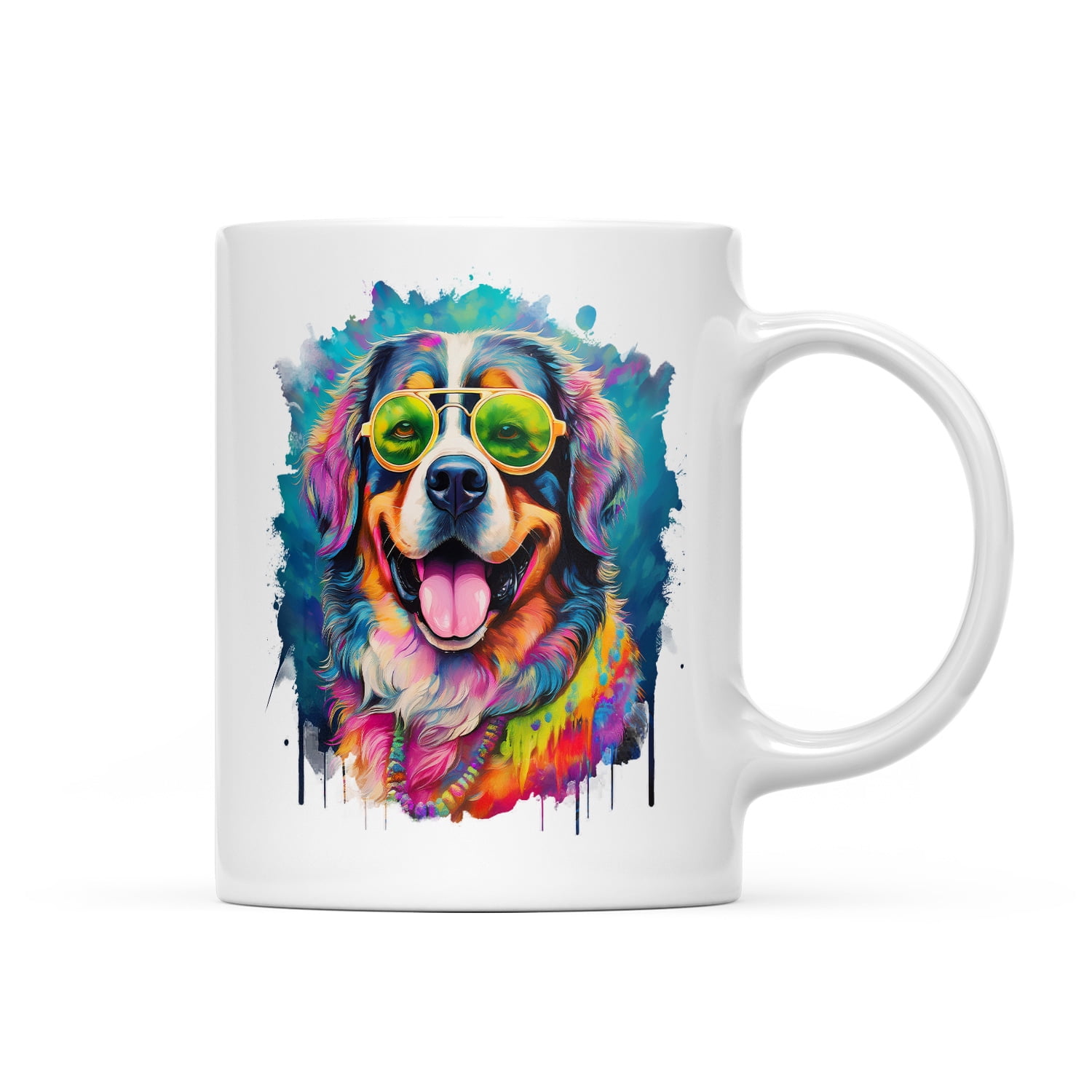 Hippie Bernese Mountain Dog Portrait oil painting Watercolor Tie-dye ...