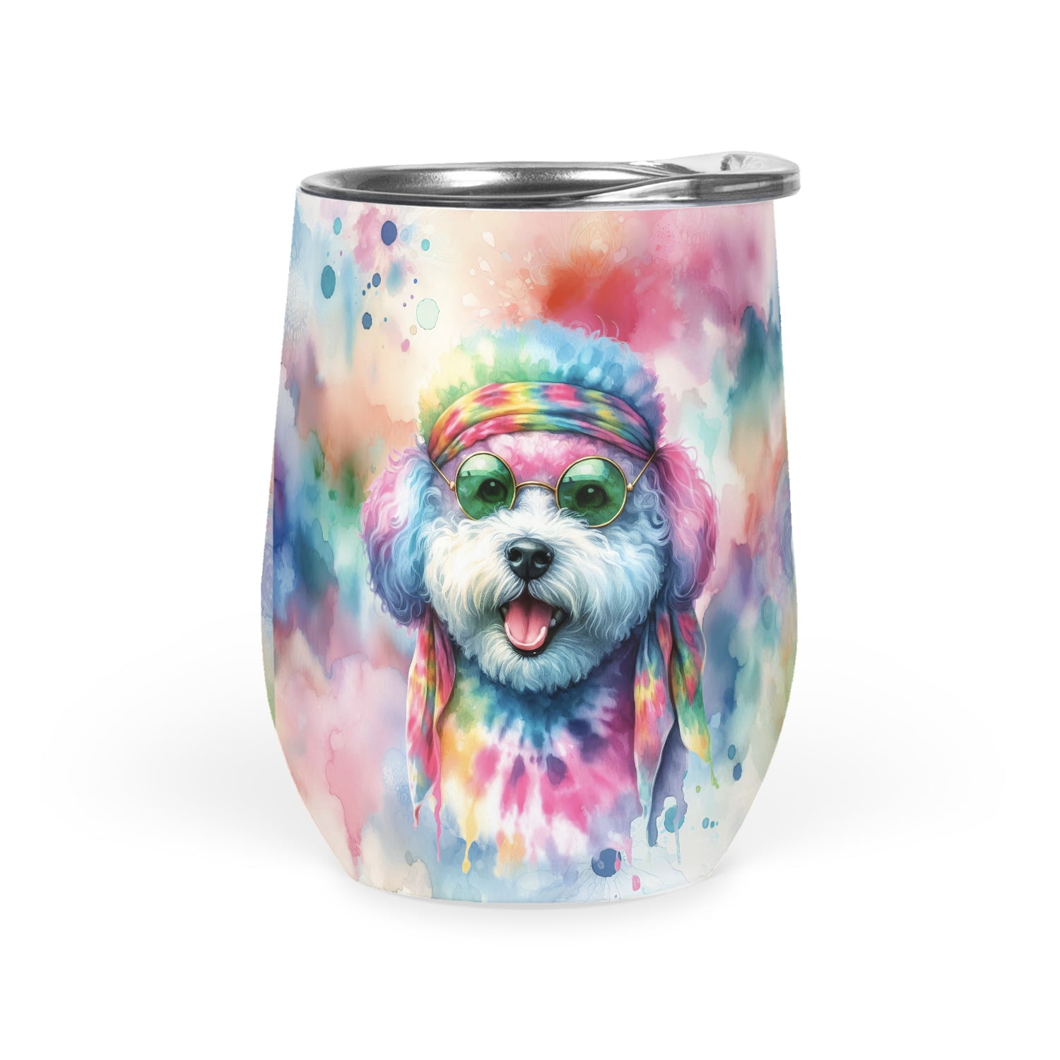 Hippie Bichon Frise Portrait Watercolor Tie-Dye Vintage Styles 12oz ...