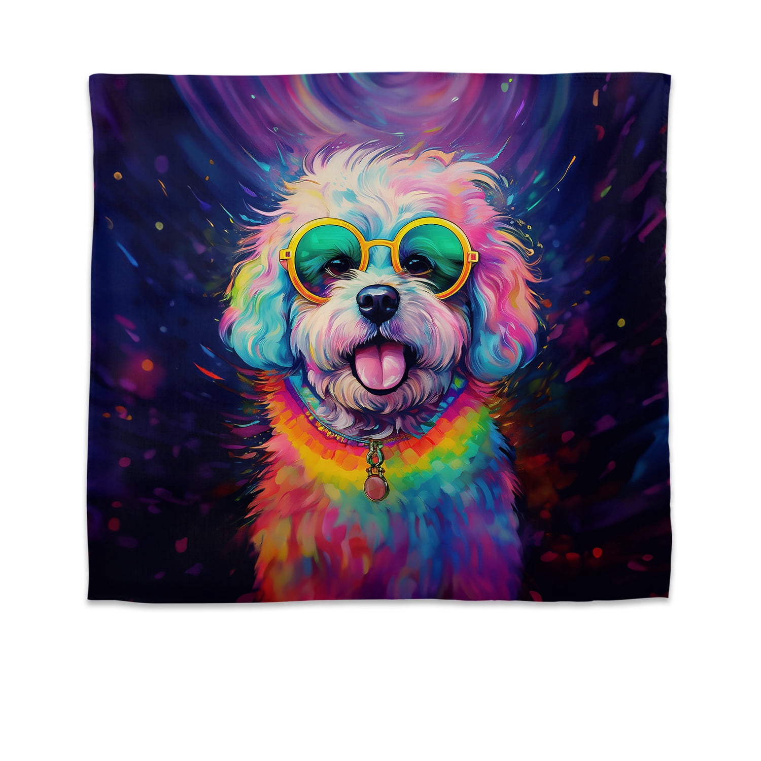 Hippie Bichon Frise Portrait oil painting Watercolor Tie-dye Vintage ...