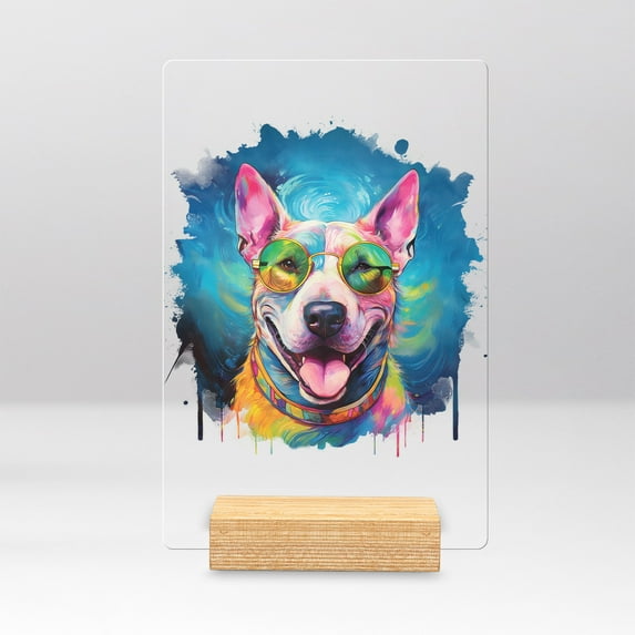 Hippie Bull Terrier Portrait oil painting Watercolor Tie-dye Vintage ...