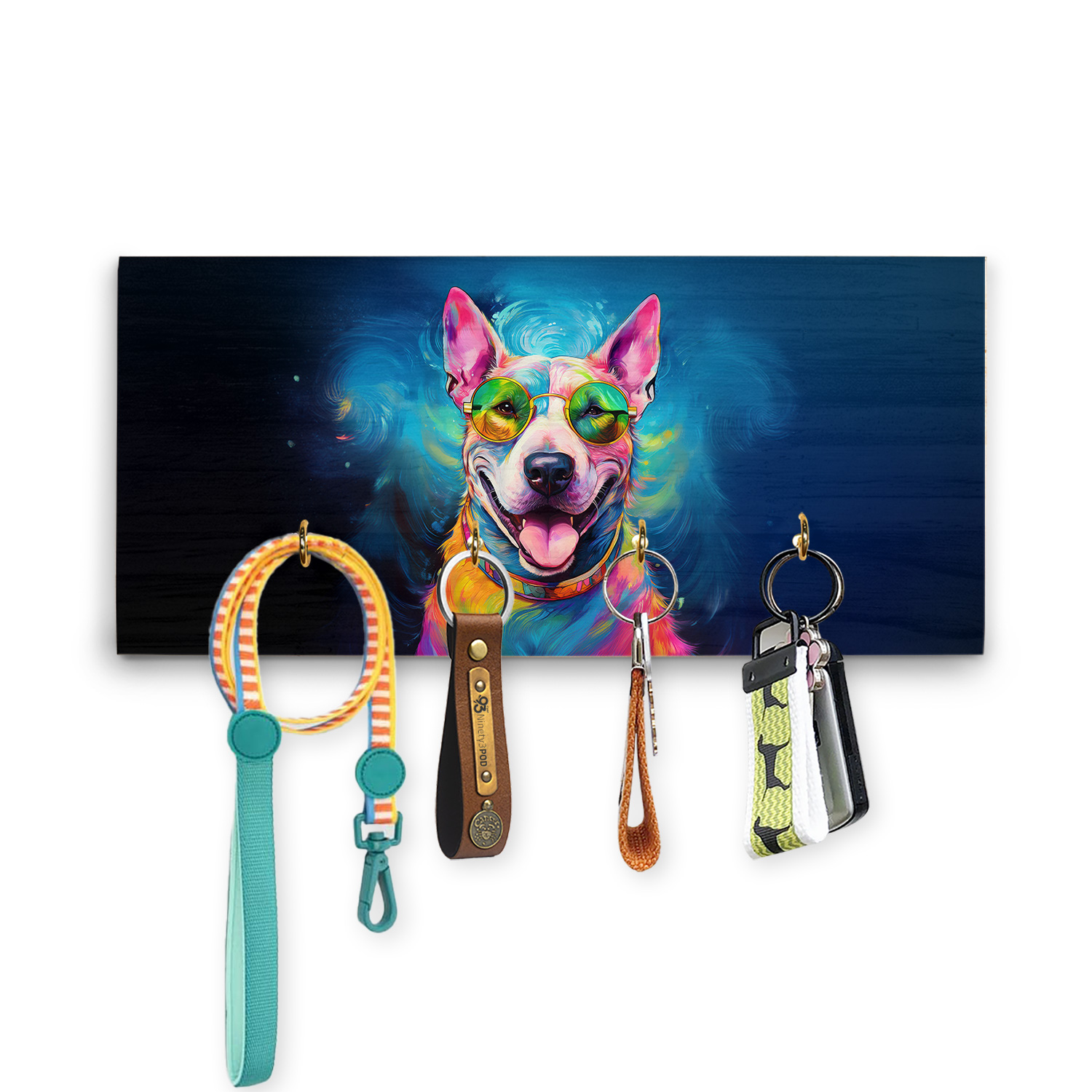 Hippie Bull Terrier Portrait oil painting Watercolor Tie-dye Vintage ...