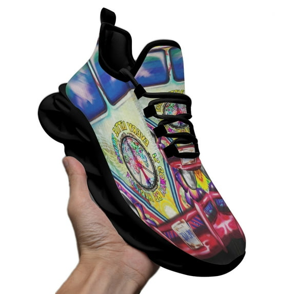 Hippie Bus Every Little Thing Is Gonna Be Alright Shoes Sneakers Black ...