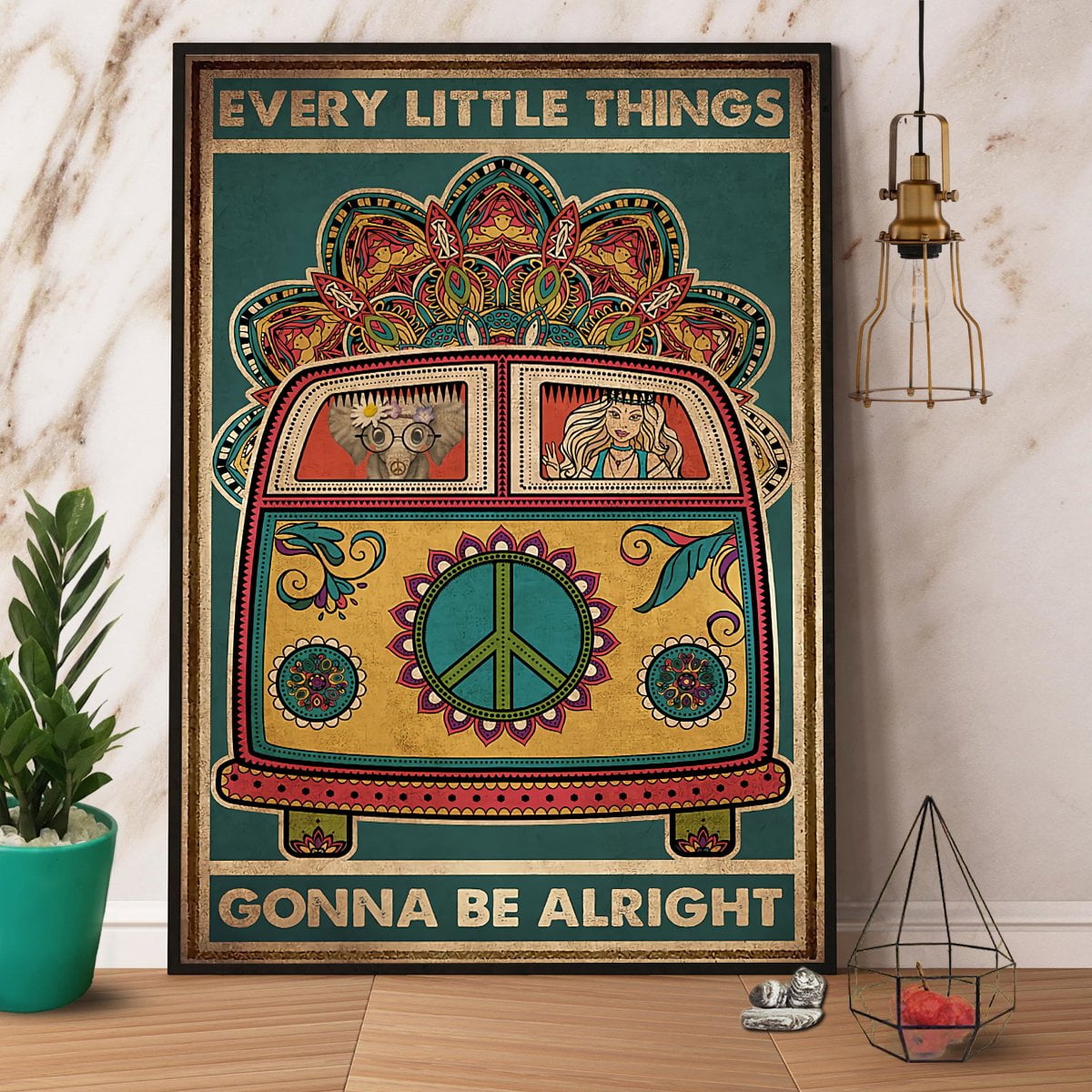 Hippie Bus Every Little Things Gonna Be Alright Paper Poster No Frame ...