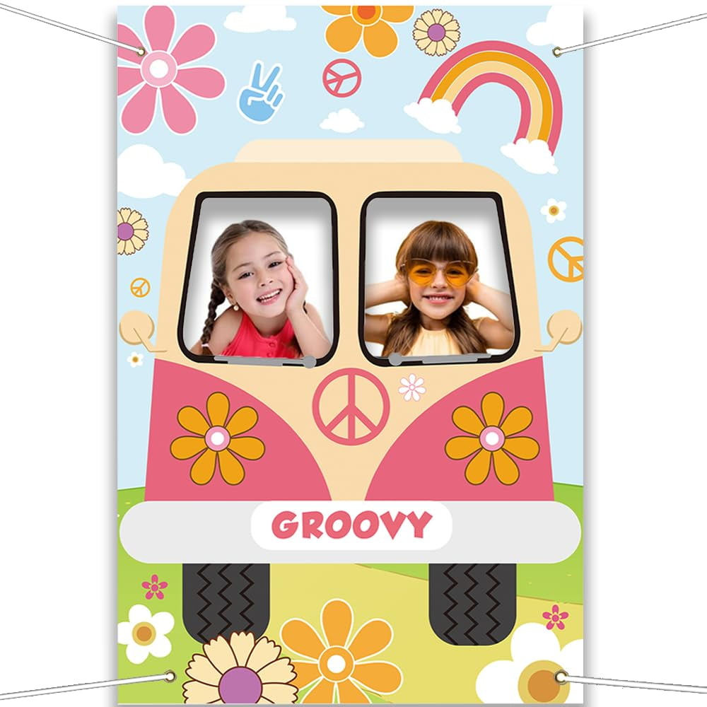 Hippie Bus Photo Booth MMF7 Prop - 2 Groovy Birthday Decorations for ...