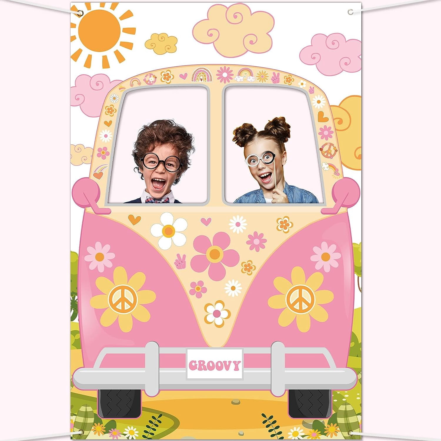 Hippie Bus Photo Prop Groovy Party Decorations Large Fabric Groovy Van ...