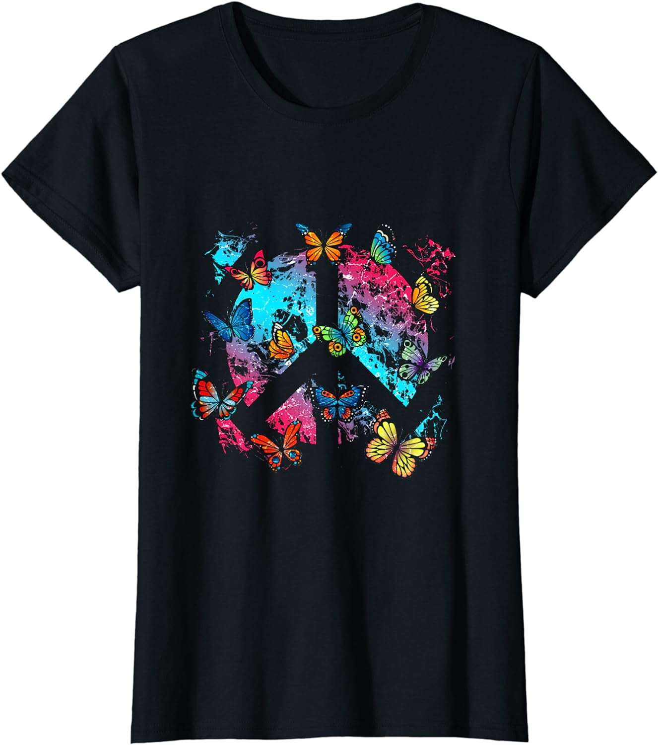 Hippie Butterflys Insect Peace Sign T-Shirt - Walmart.com