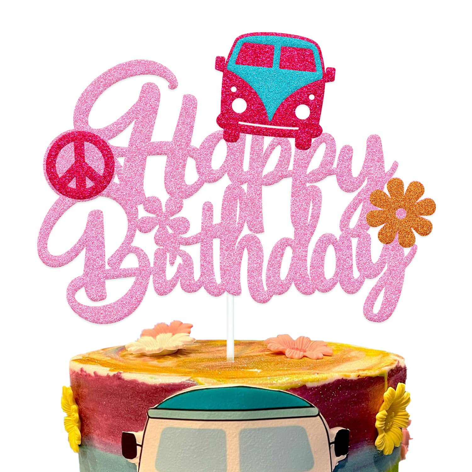 Two Groovy Birthday Decorations Hippie Birthday Cake Topper – Groovy ...